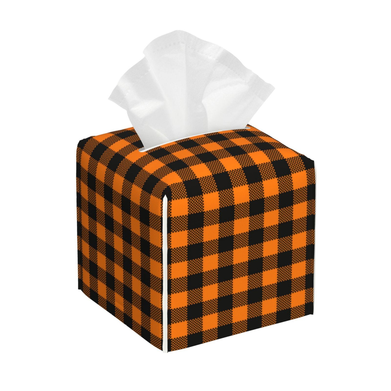 Tissue Box Cover, plaid halloween elements Leather Tissue Box Holder ...