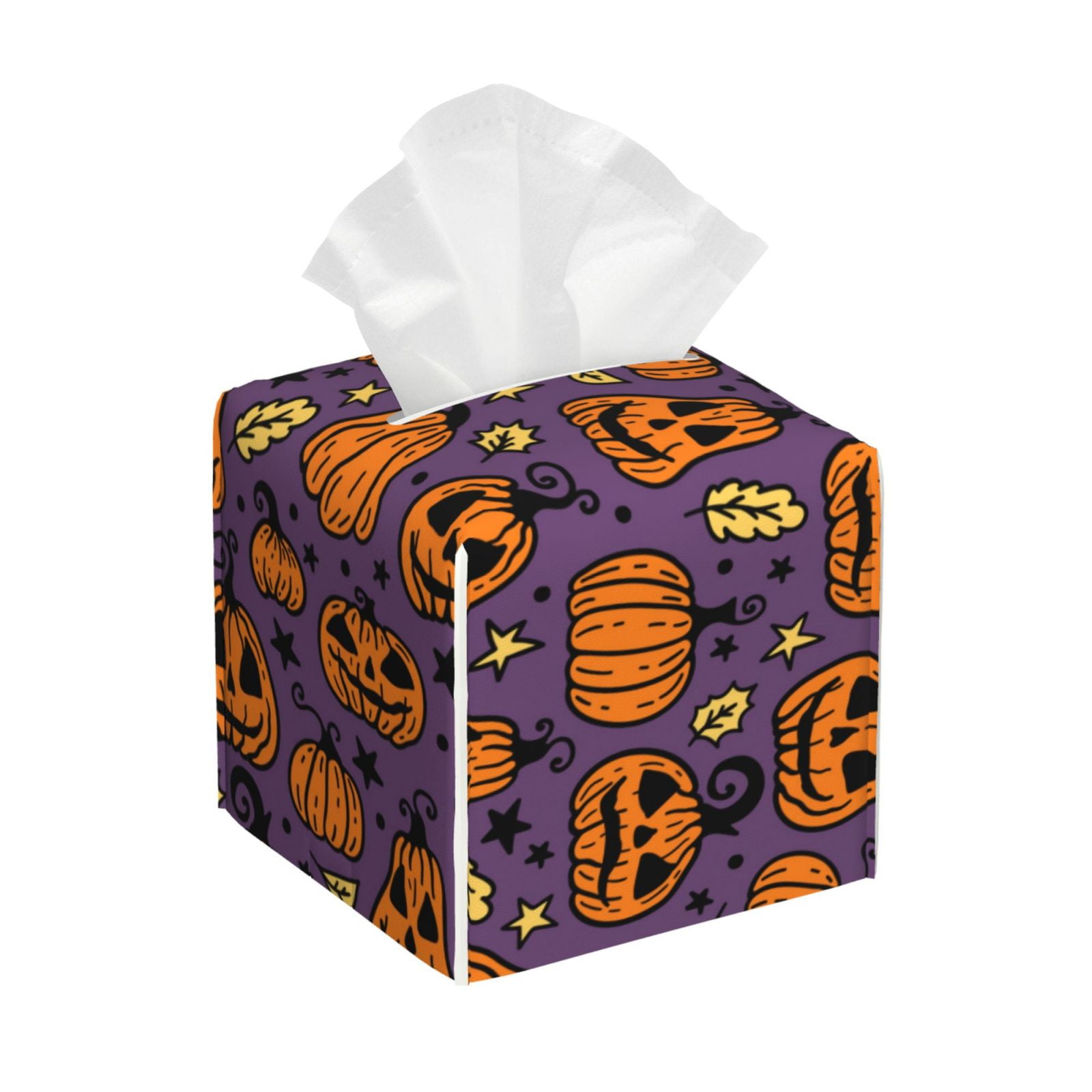 Tissue Box Cover - pumpkin halloween funny Modern Square Leather Tissue ...