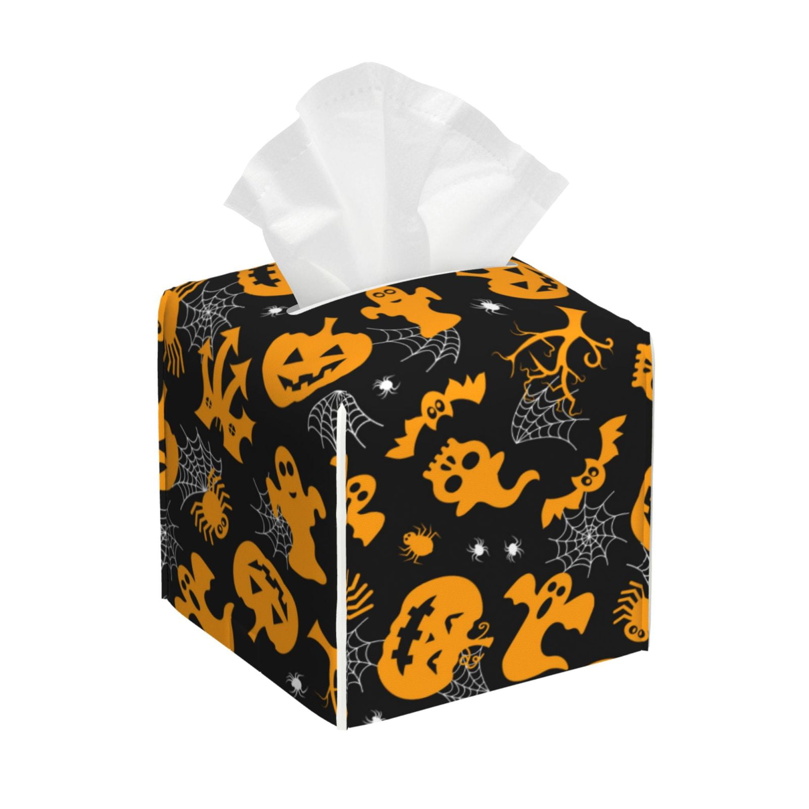 Tissue Box Cover pumpkin halloween spider web Tissues Boxes Holder ...