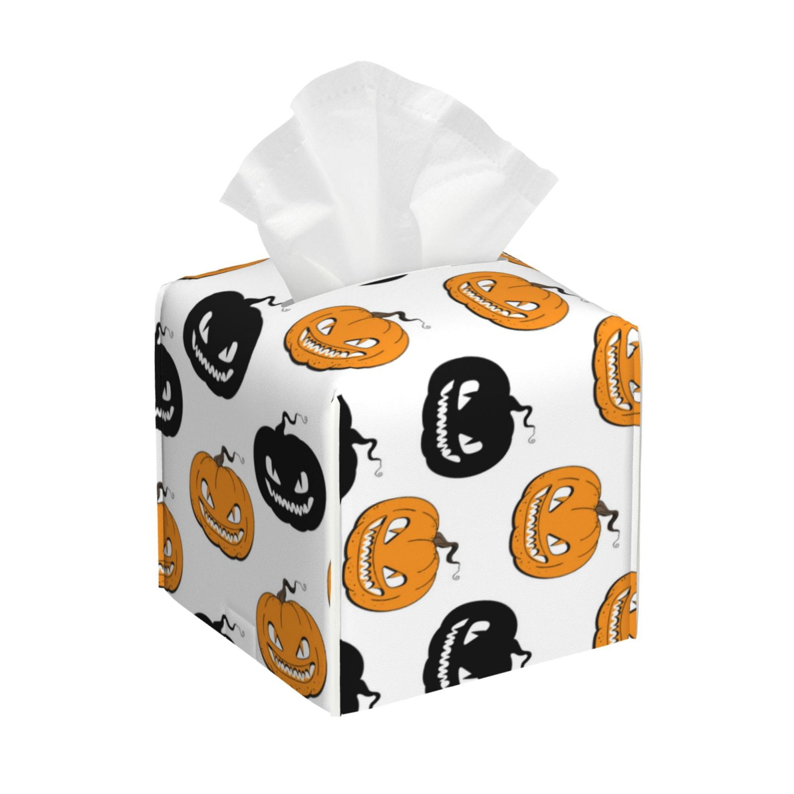 Tissue Box Cover, pumpkins halloween elements Leather Tissue Box Holder ...