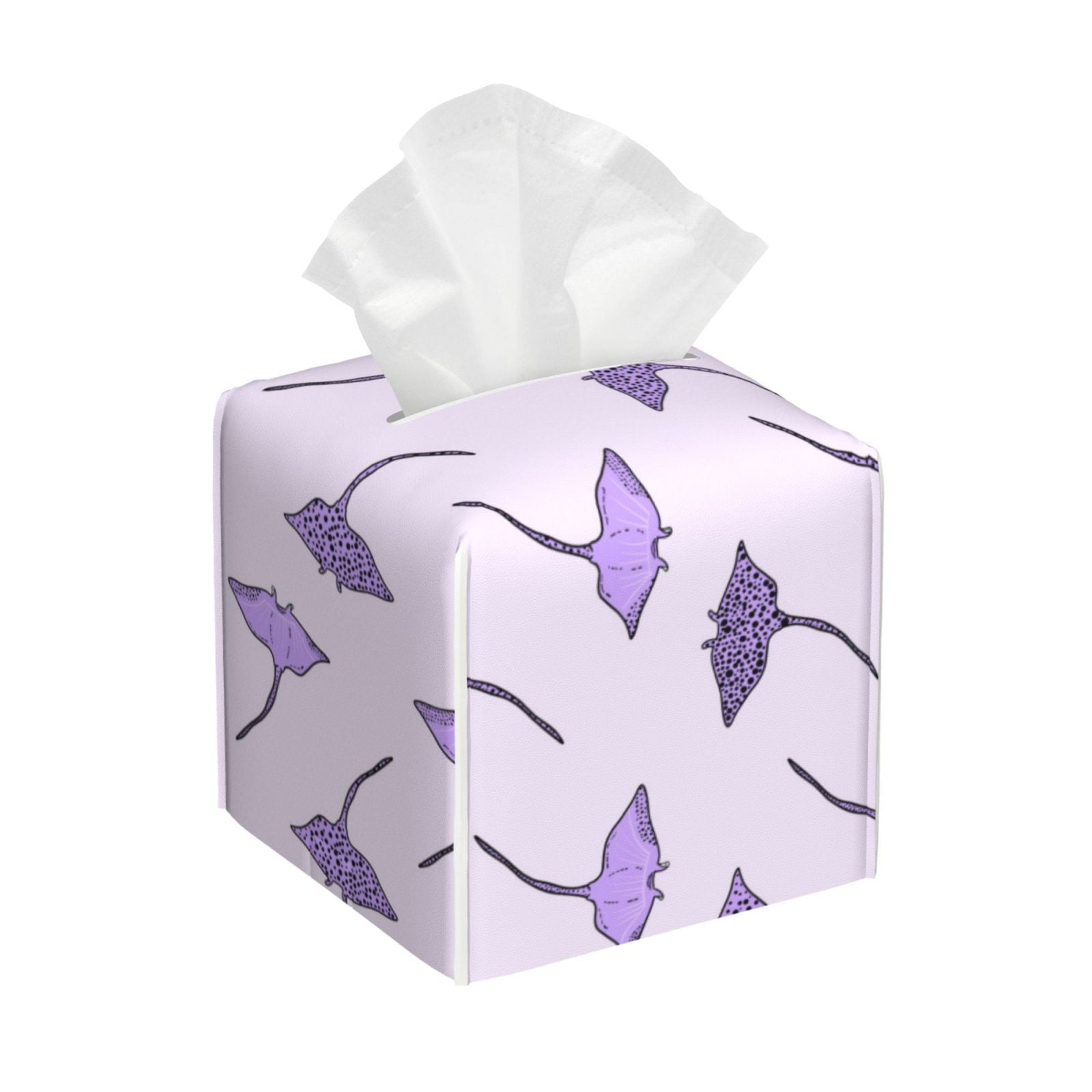 Tissue Box Cover, purple Stingray Fish Cute Dots Leather Tissue Box ...