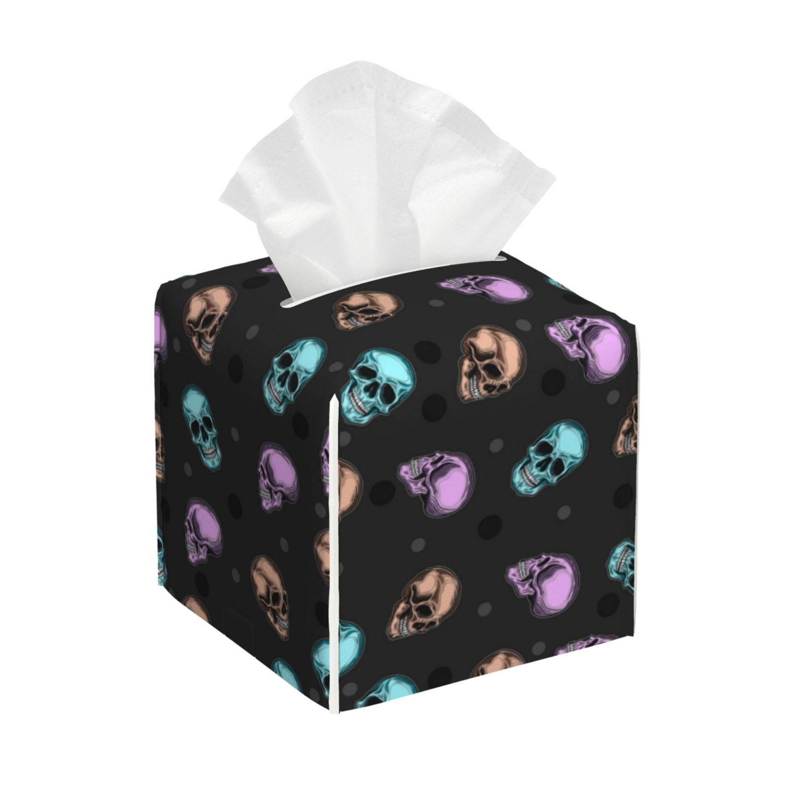 Tissue Box Cover purple cyan brown Skull Tissues Boxes Holder Organizer ...