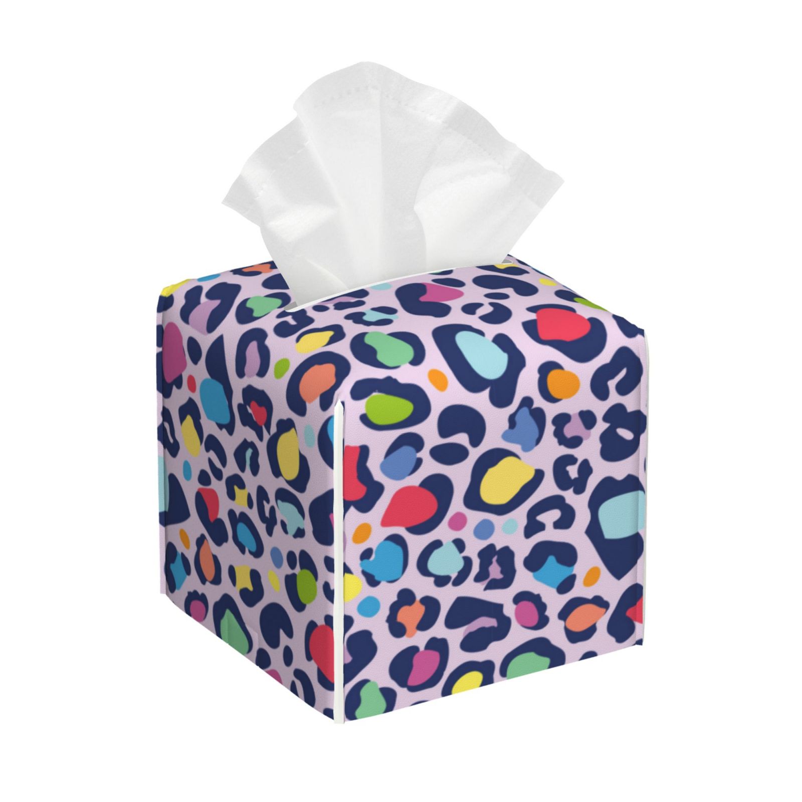 Tissue Box Cover, rainbow leopard spot print Leather Tissue Box Holder ...
