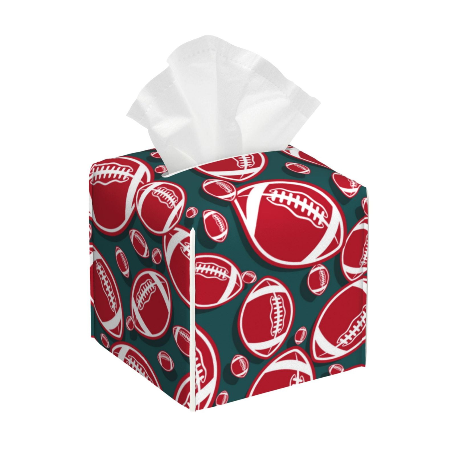 Tissue Box Cover, red American football Rugby Leather Tissue Box Holder ...
