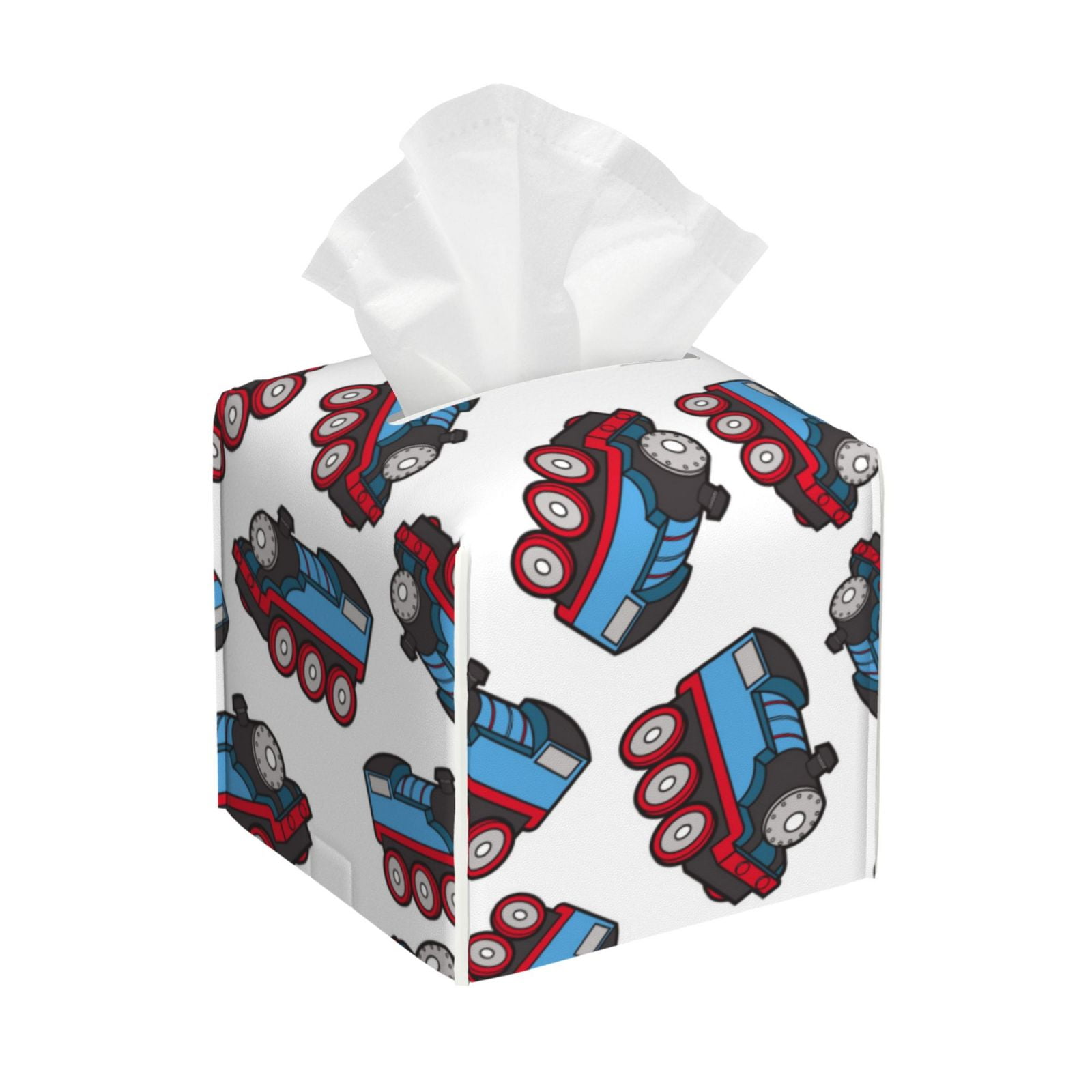 Tissue Box Cover, red Train Pattern blue Leather Tissue Box Holder ...