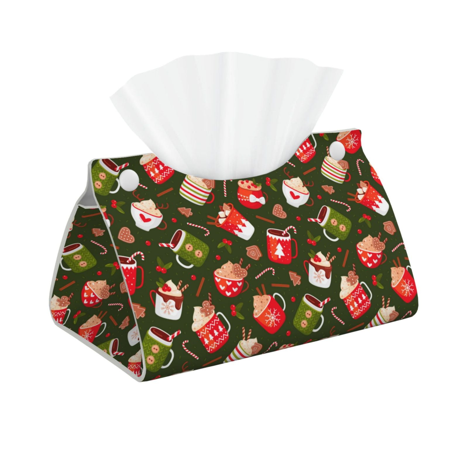 Tissue Box Cover, red green coffee cup Leather Rectangular Tissue ...