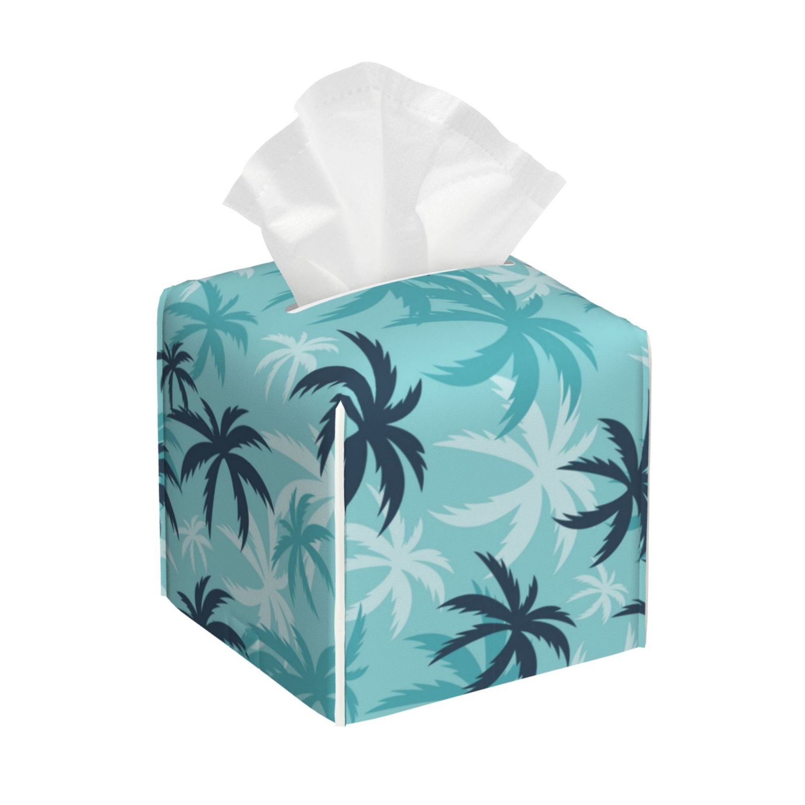 Tissue Box Cover, retro Palm Tree Leather Tissue Box Holder - Tissue ...
