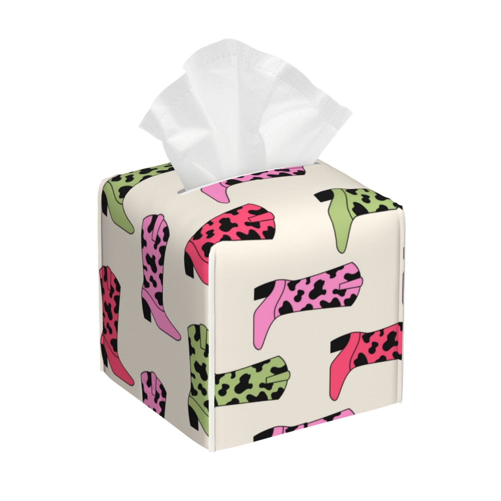 Tissue Box Cover, retro cowboy boots cow print Leather Tissue Box ...