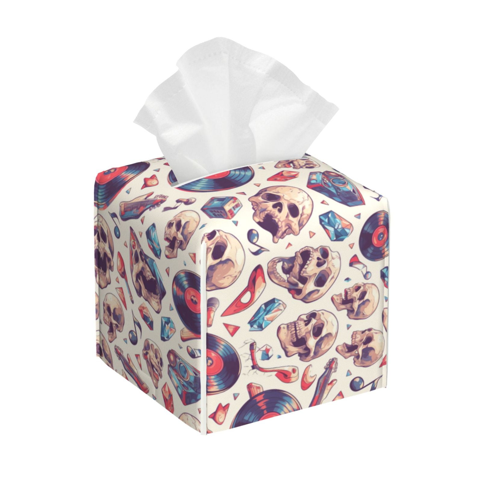 Tissue Box Cover rock Skull record Retro Tissues Boxes Holder Organizer ...