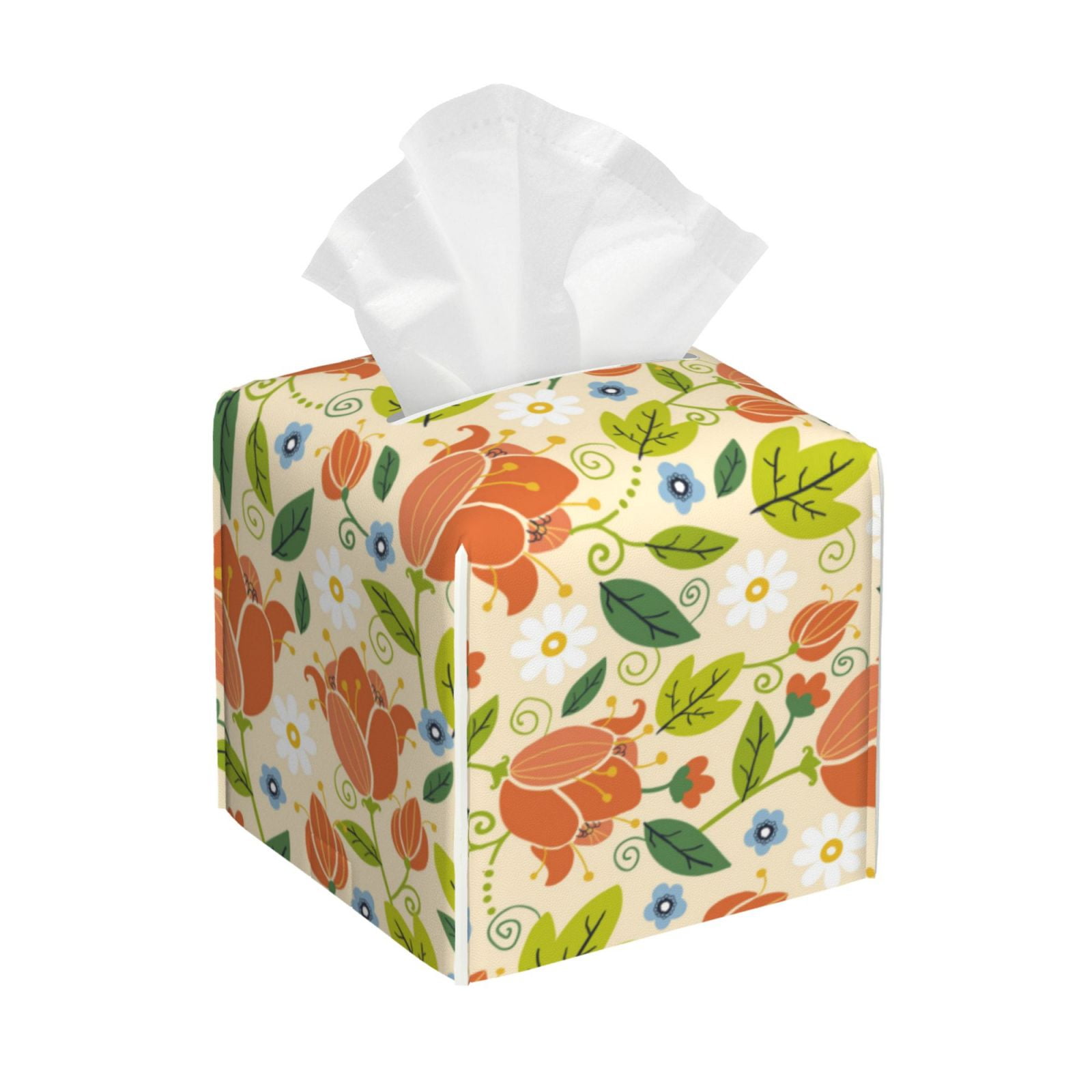 Tissue Box Cover rose daisy Tissues Boxes Holder Organizer, Leather ...