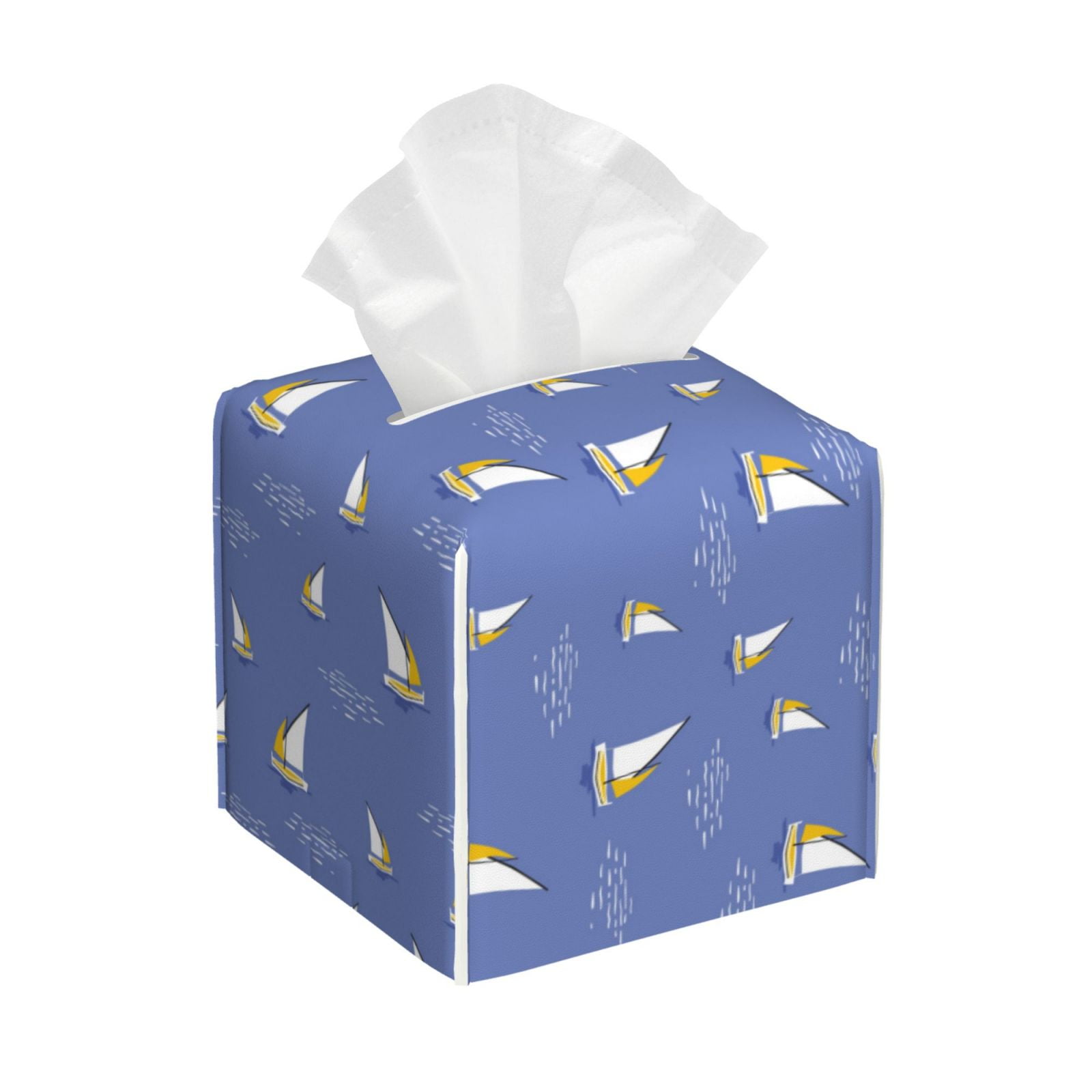 Tissue Box Cover, sailing yachts ocean waves Leather Tissue Box Holder ...