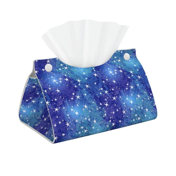 Tissue Box Cover, shiny starry sky blue sky Leather Rectangular Tissue ...