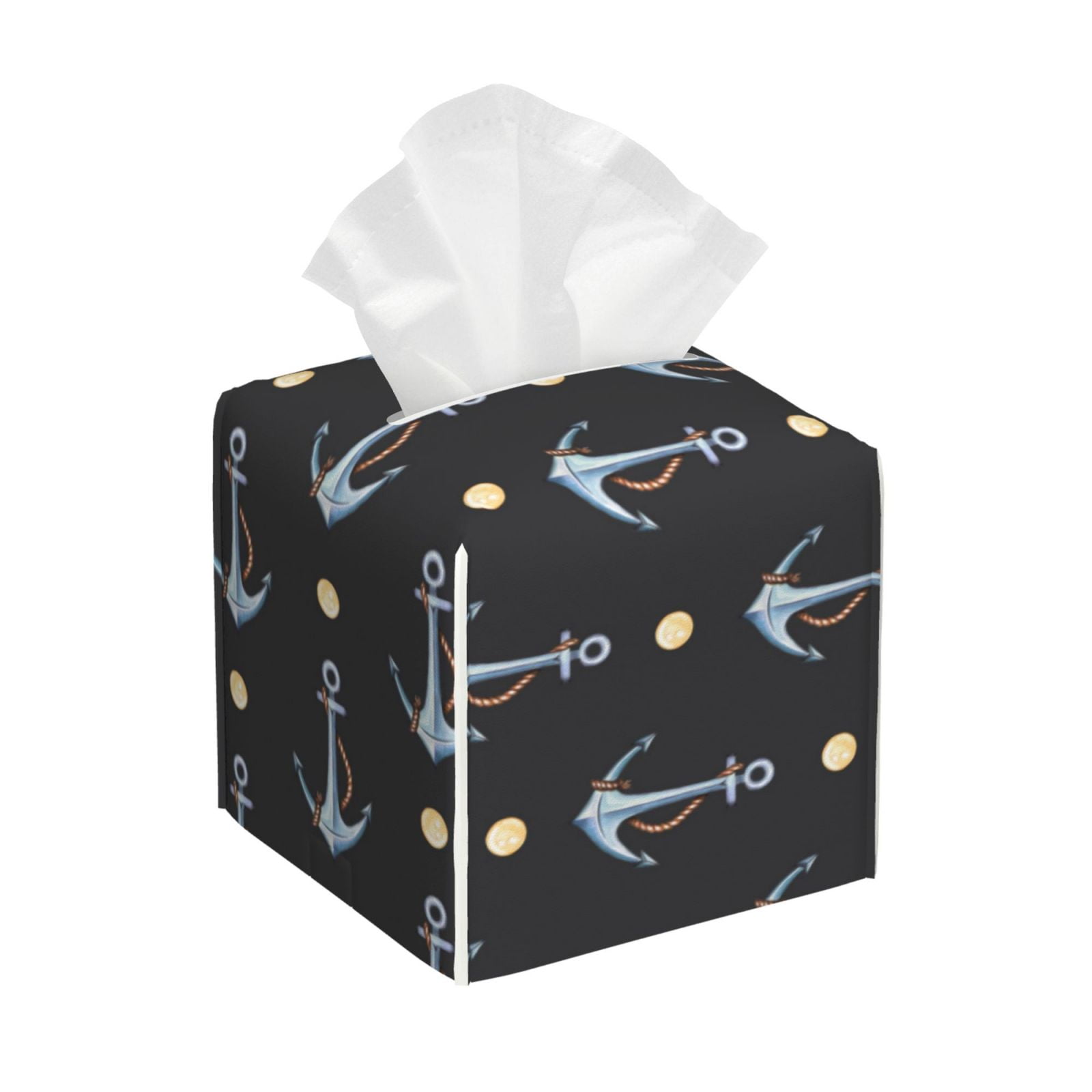 Tissue Box Cover - ship anchors rope black cool Modern Square Leather ...