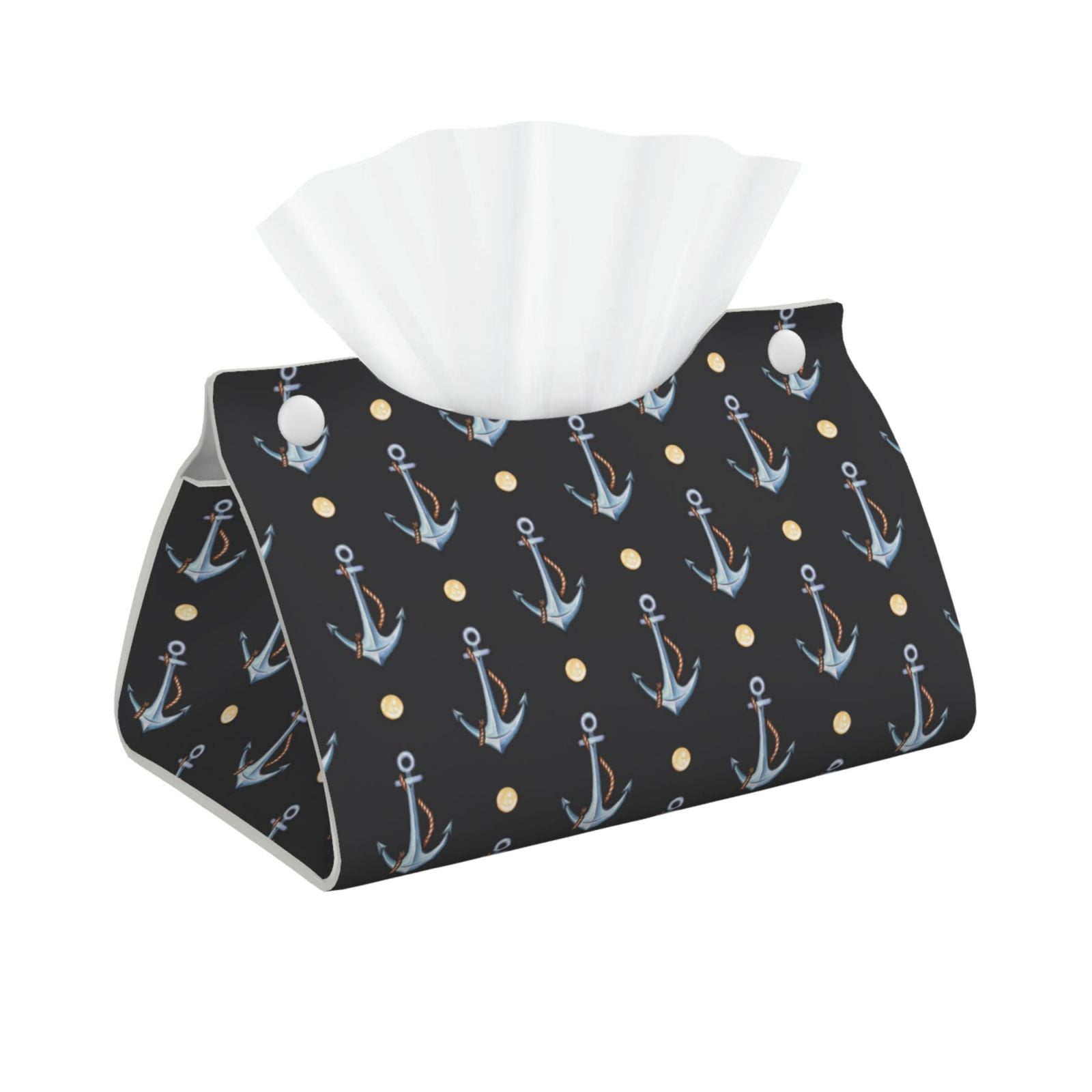 Tissue Box Cover, ship anchors rope black cool Rectangular Leather ...
