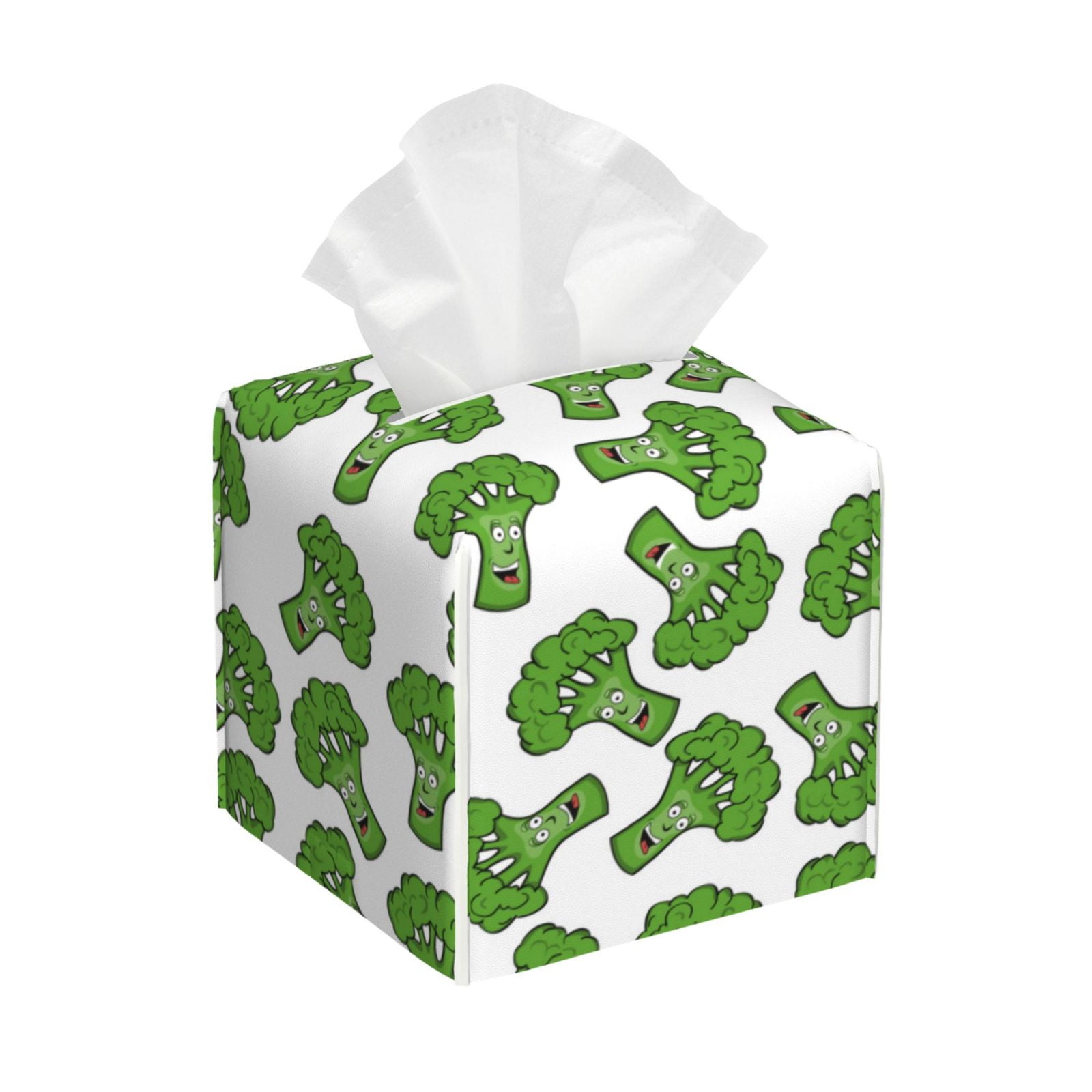 Tissue Box Cover, smiling broccoli cute funny Leather Tissue Box Holder ...