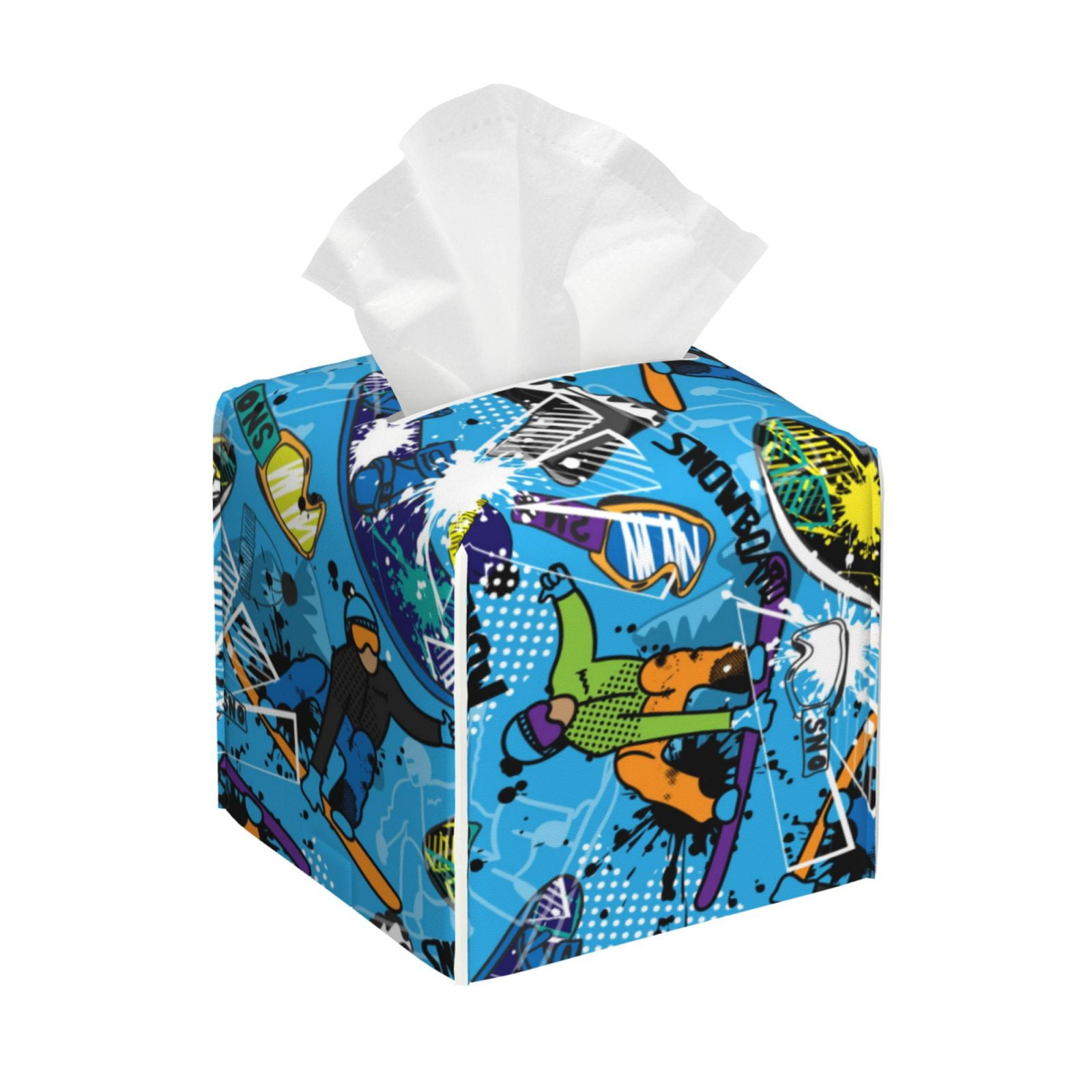 Tissue Box Cover - snow board blue Modern Square Leather Tissue Box ...