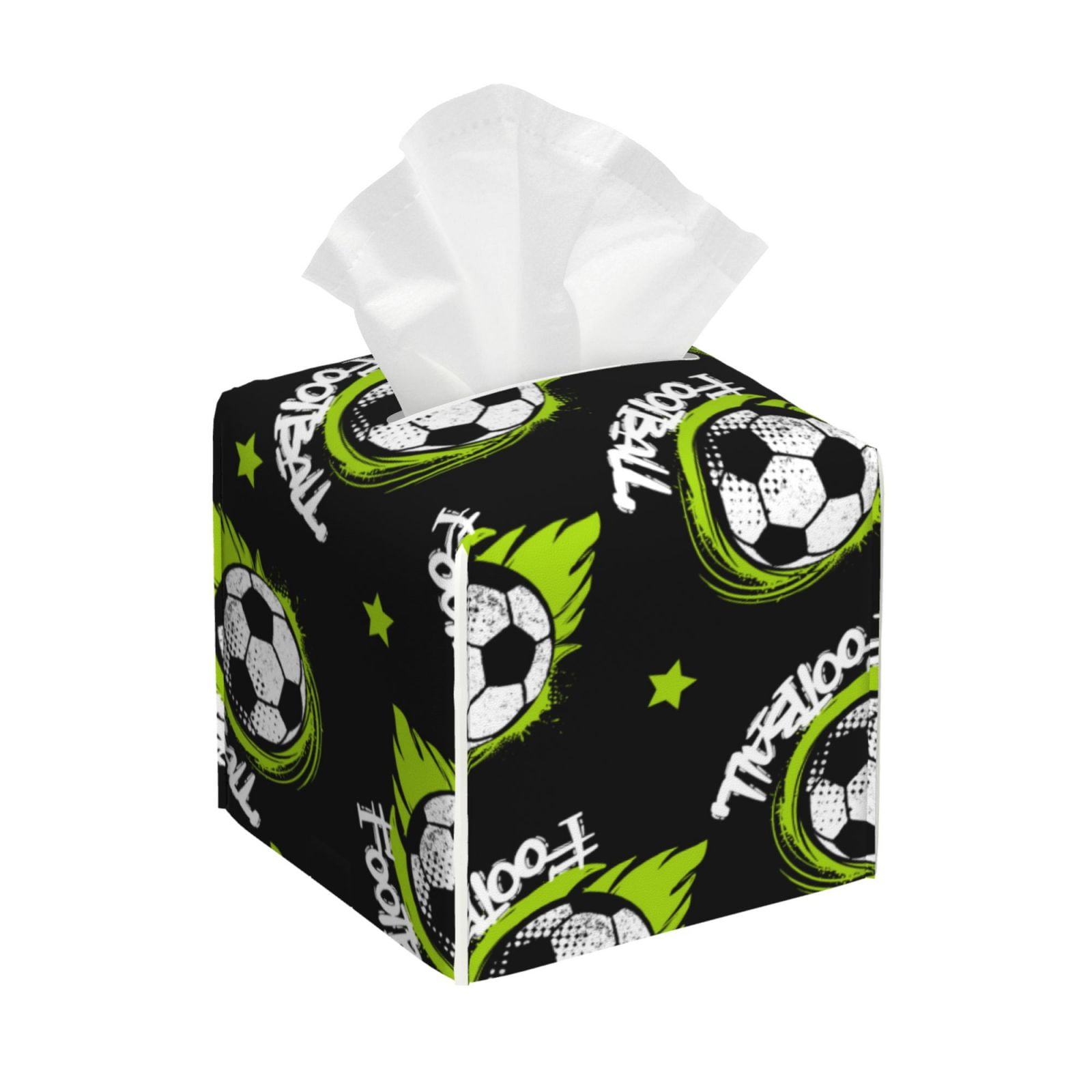 Tissue Box Cover - soccer football ball cool black Modern Square ...