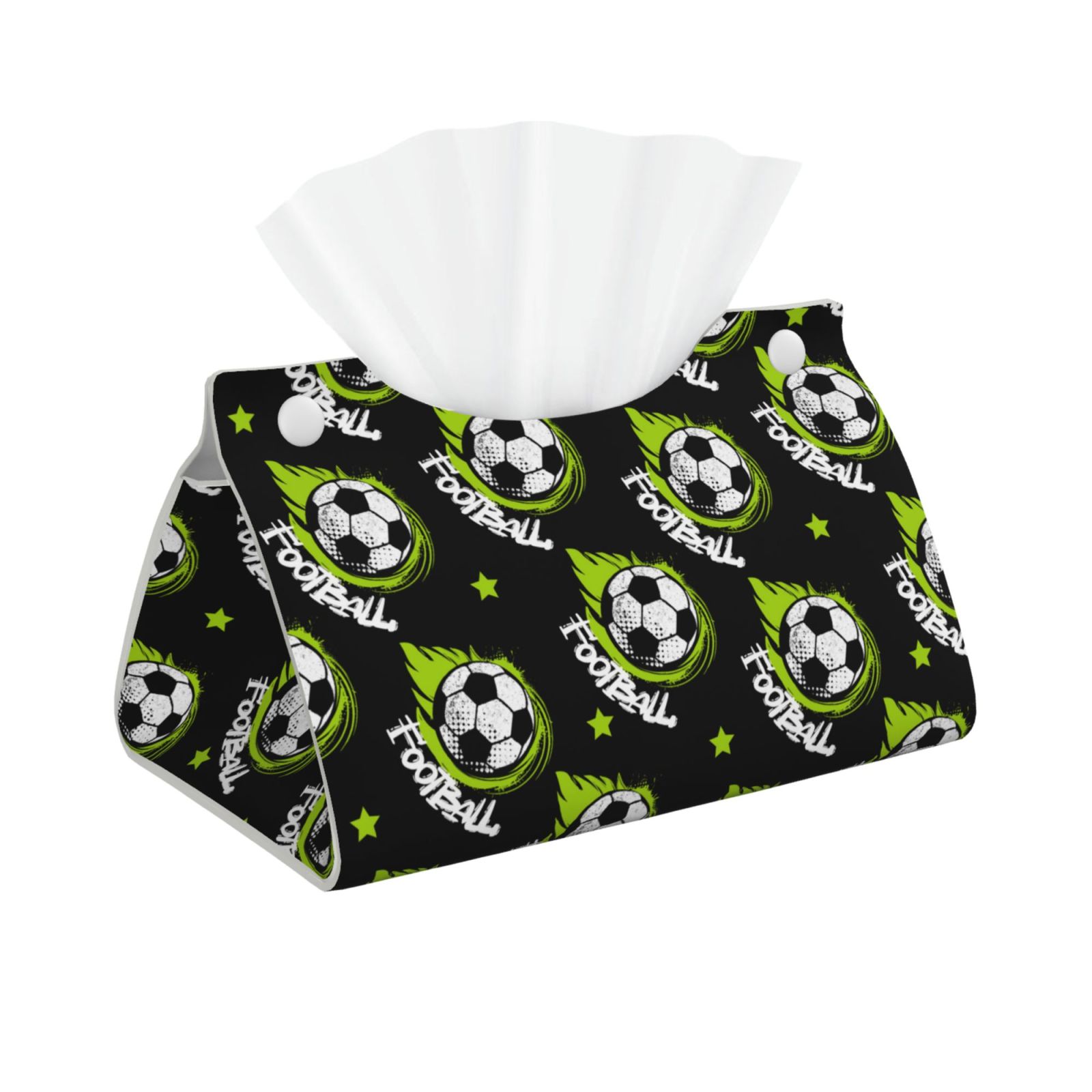 Tissue Box Cover, soccer football ball cool black Rectangular Leather ...