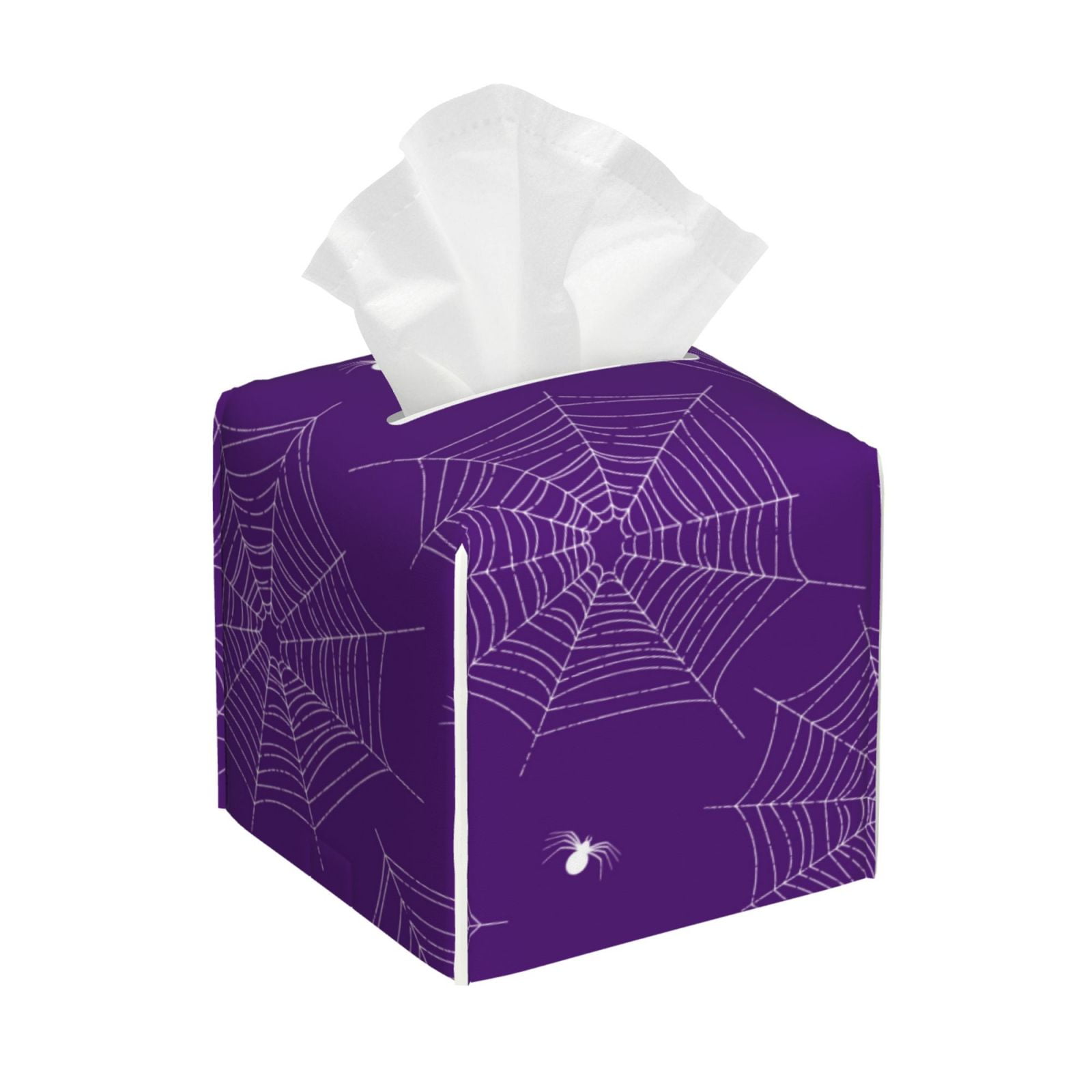 Tissue Box Cover, spider web purple cool Leather Tissue Box Holder ...