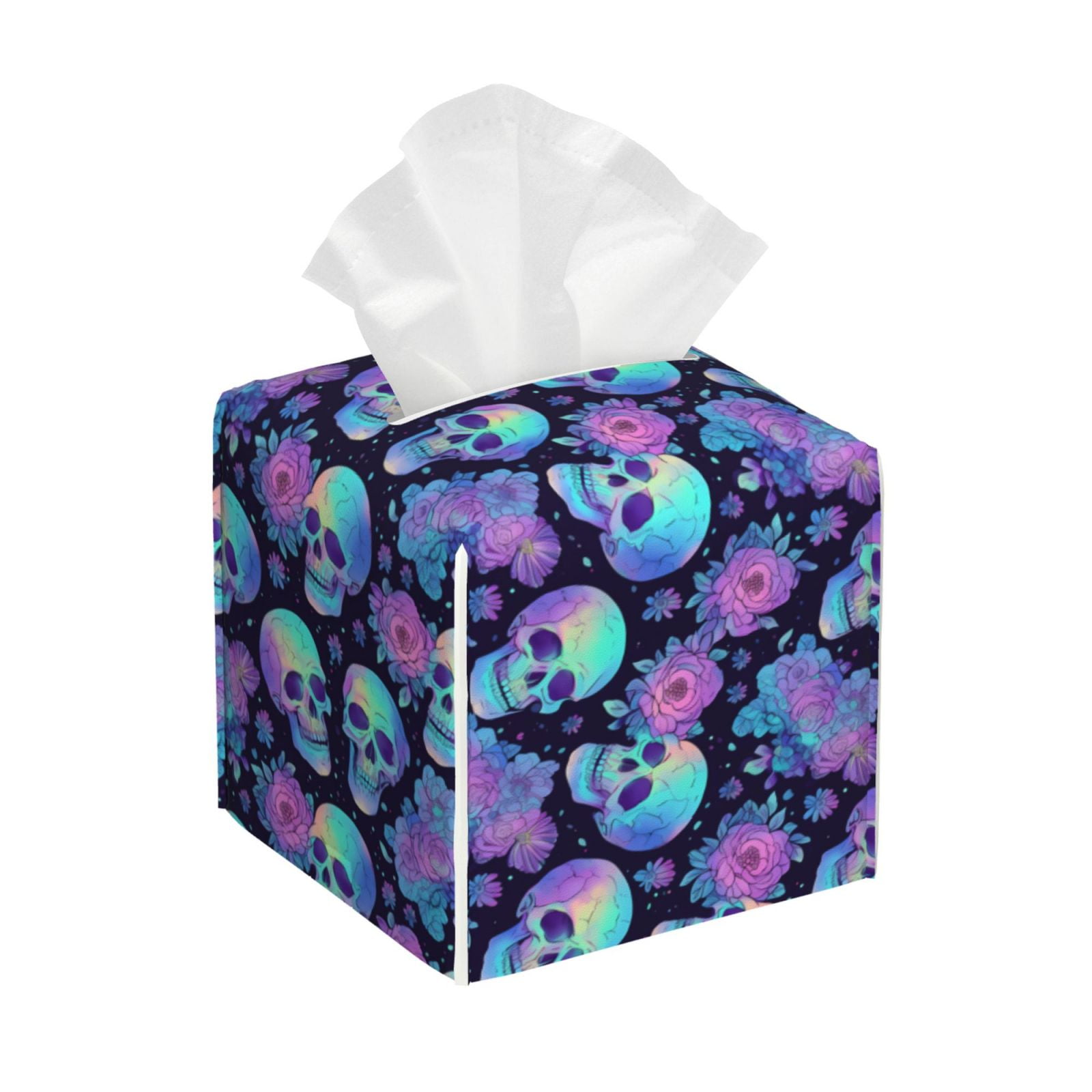 Tissue Box Cover, starry sky Skull flower Leather Tissue Box Holder ...