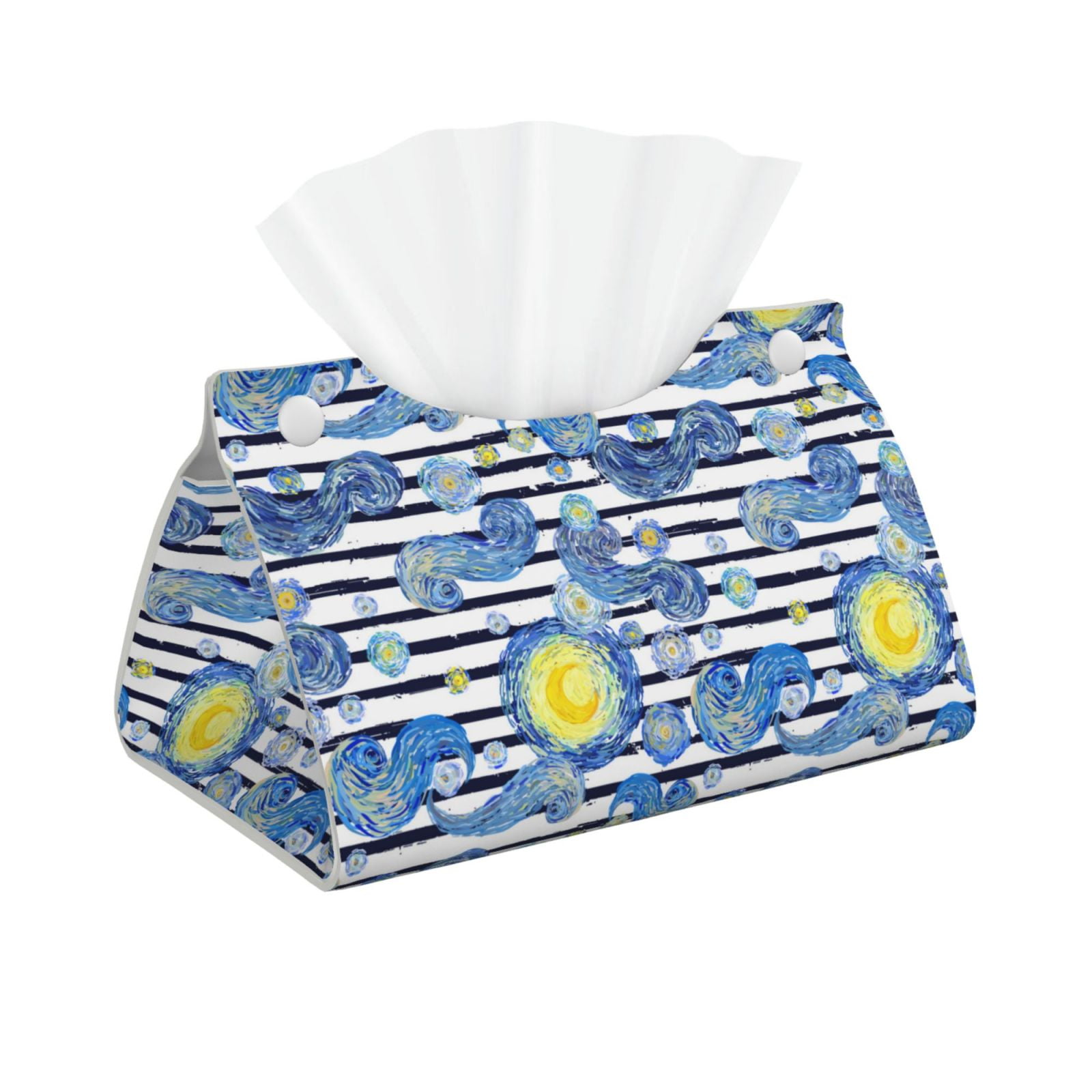 Tissue Box Cover, starry sky yellow moon striped Rectangular Leather ...