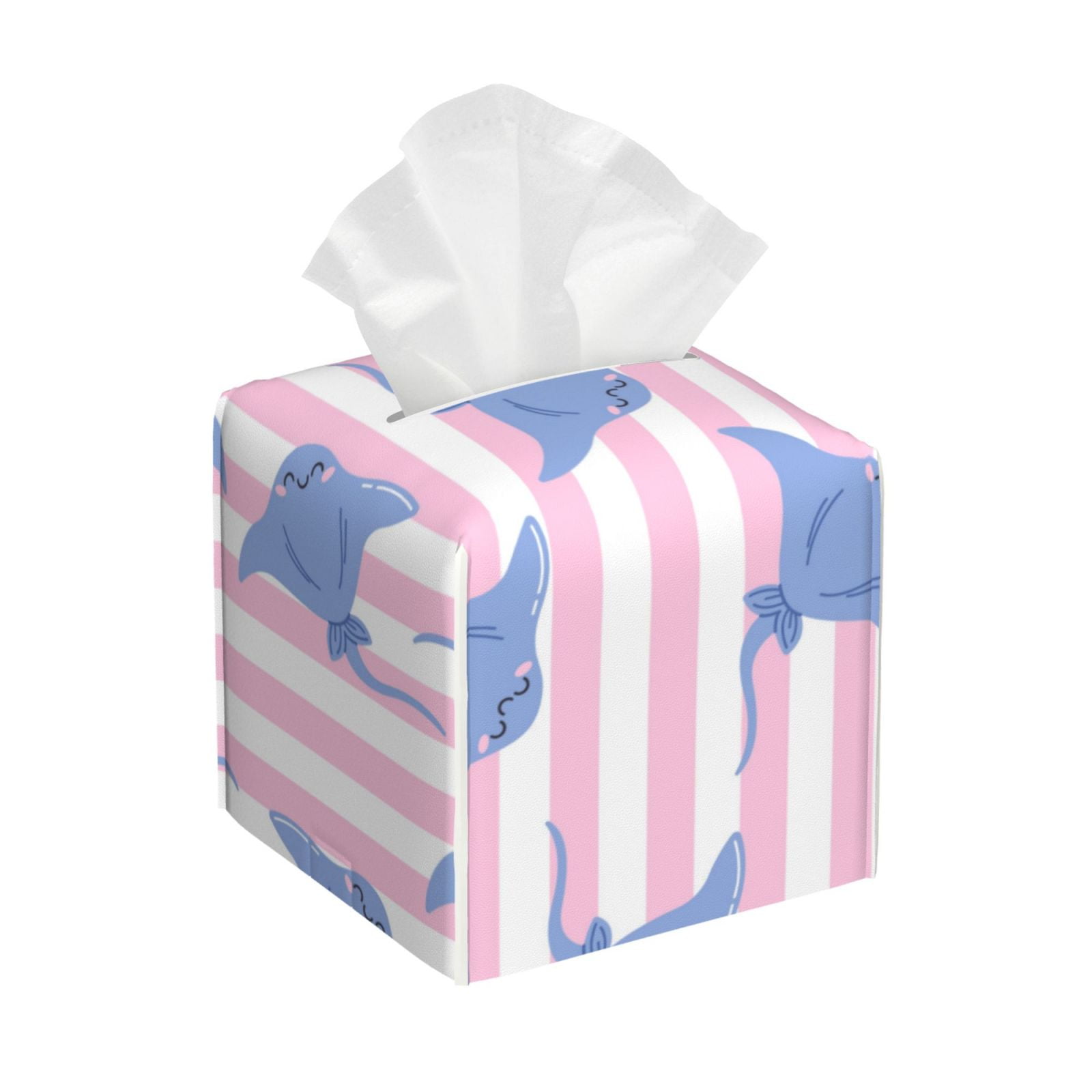 Tissue Box Cover, stingray pink stripes cute Leather Tissue Box Holder ...