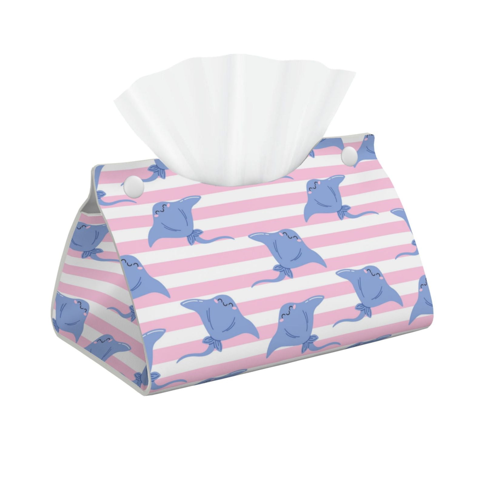 Tissue Box Cover, stingray pink stripes cute Leather Rectangular Tissue ...