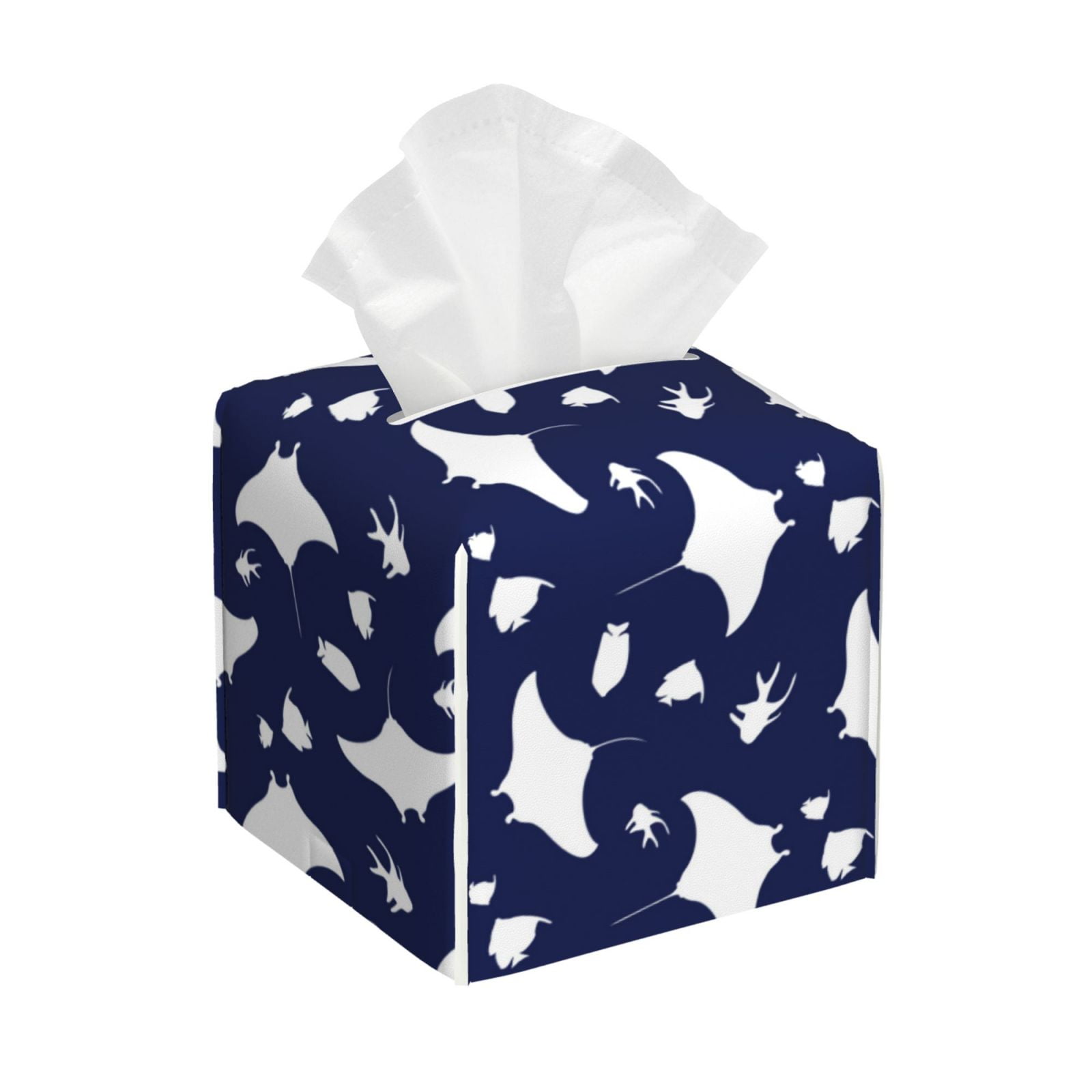 Tissue Box Cover, stingray tropical fish dark blue Leather Tissue Box ...