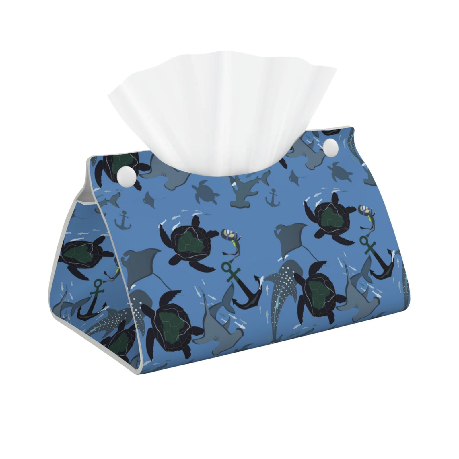 Tissue Box Cover, stingrays Hammerhead shark anchor Rectangular Leather ...