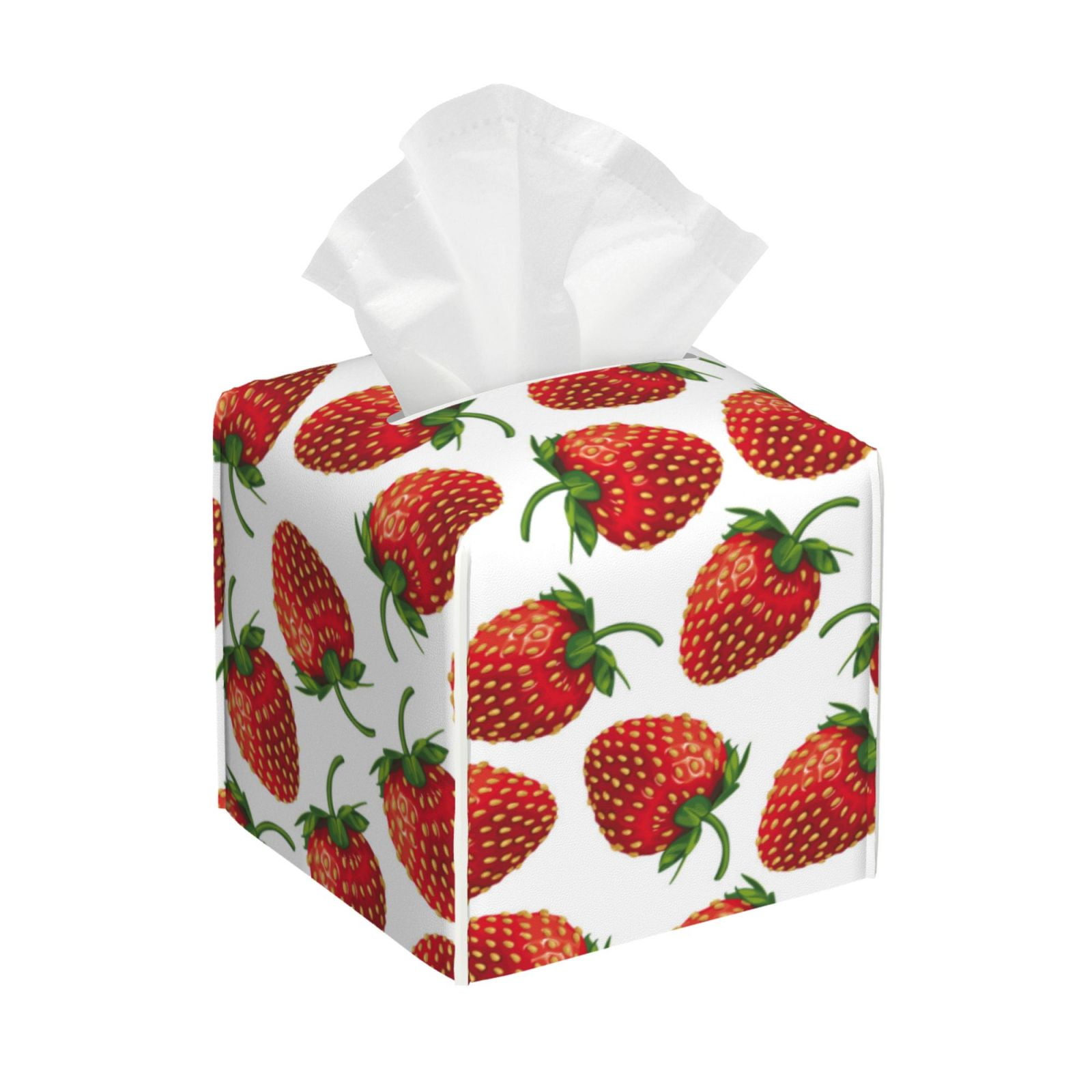 Tissue Box Cover, strawberries print Leather Tissue Box Holder - Tissue ...