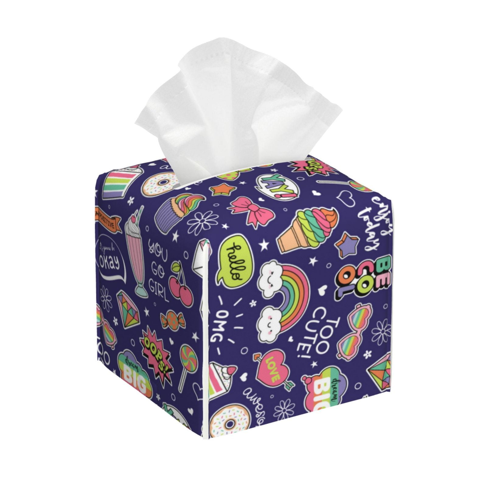 Tissue Box Cover, summer Cute starwberry ice cream Leather Tissue Box ...