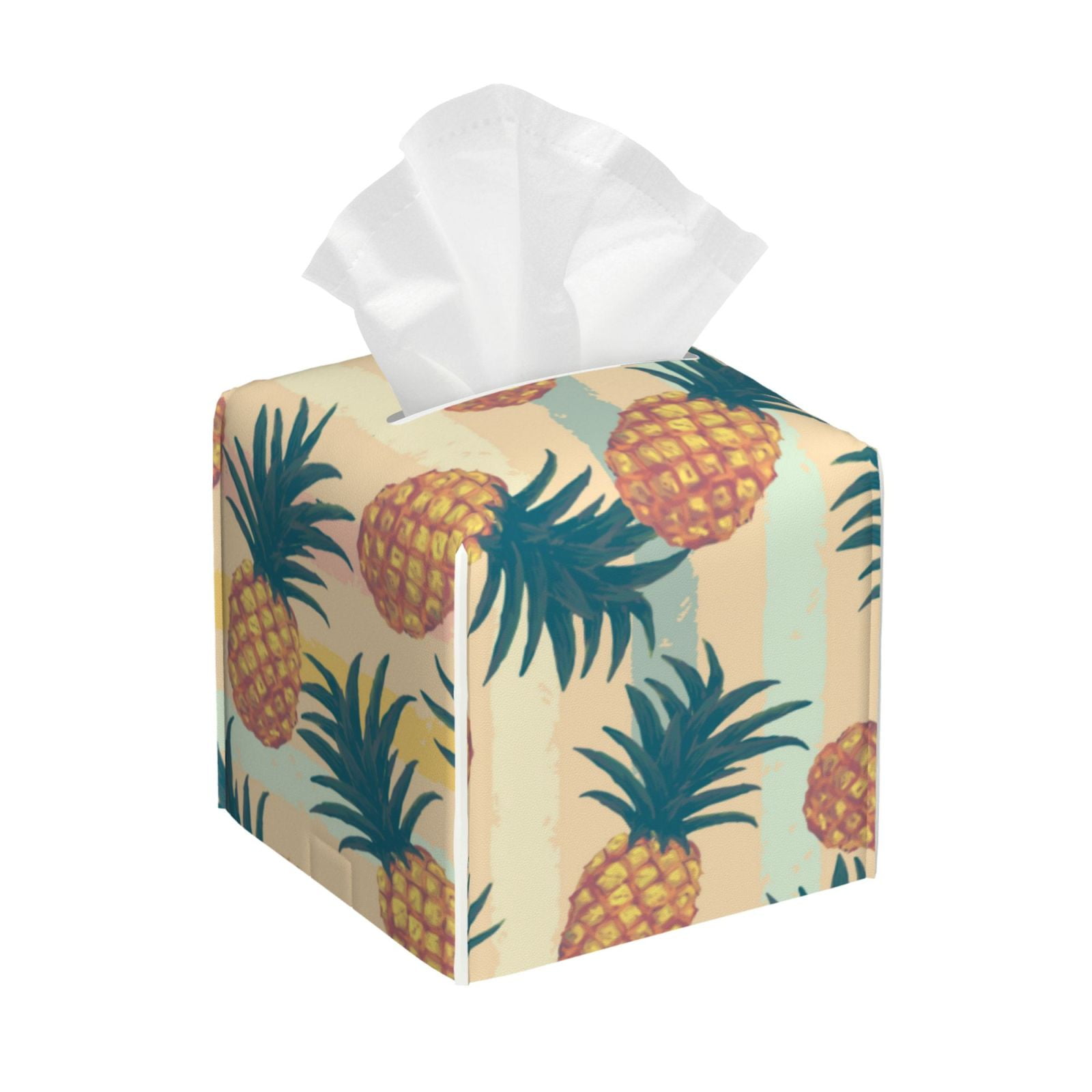 Tissue Box Cover, summer pineapple_A Leather Tissue Box Holder - Tissue ...