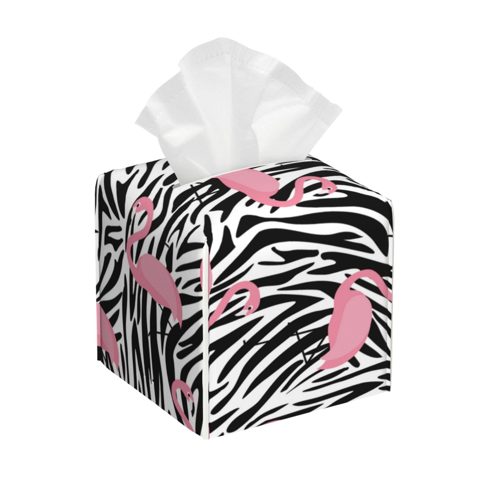 Tissue Box Cover, trendy flamingos zebra print Leather Tissue Box ...