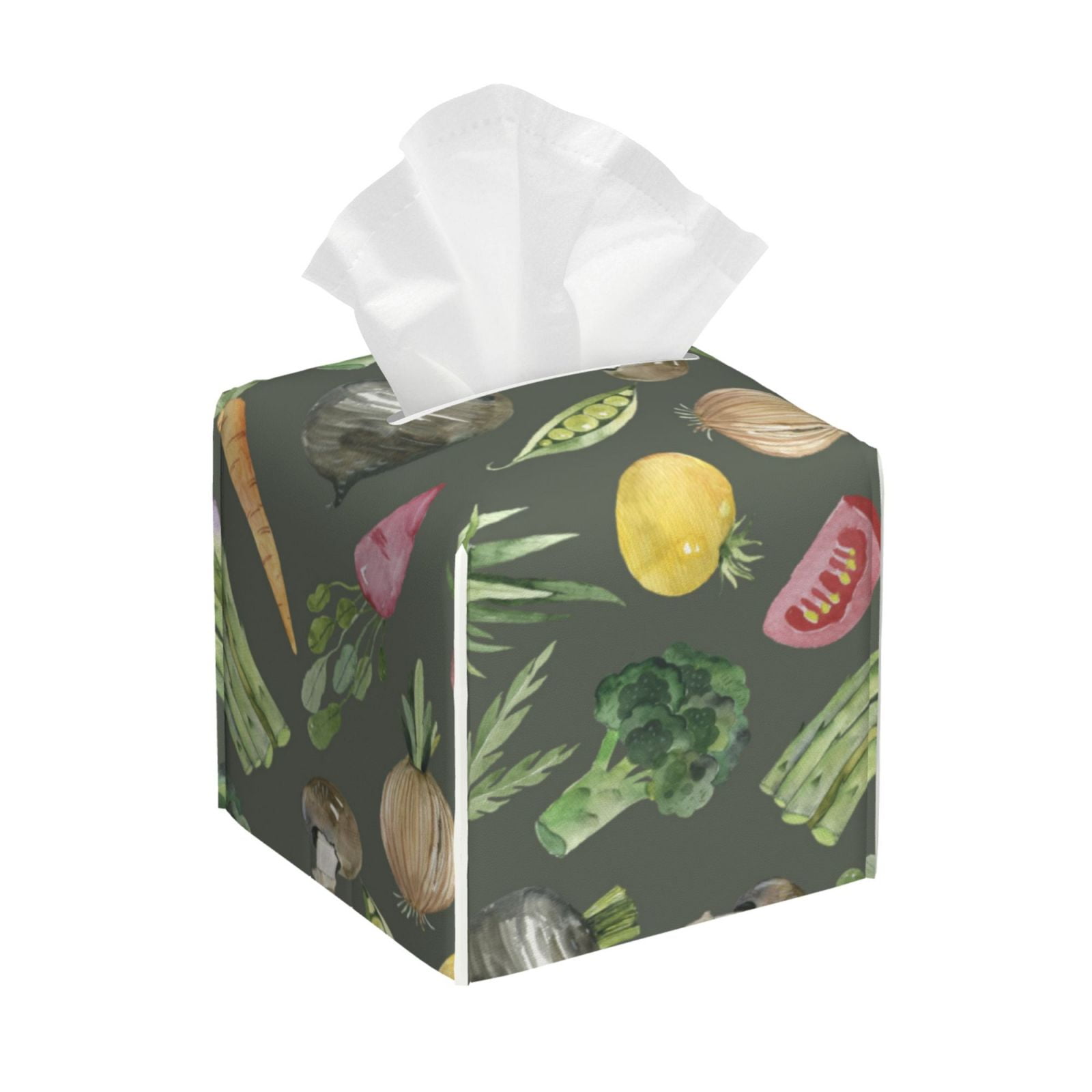 Tissue Box Cover, vegetable Print Leather Tissue Box Holder - Tissue ...