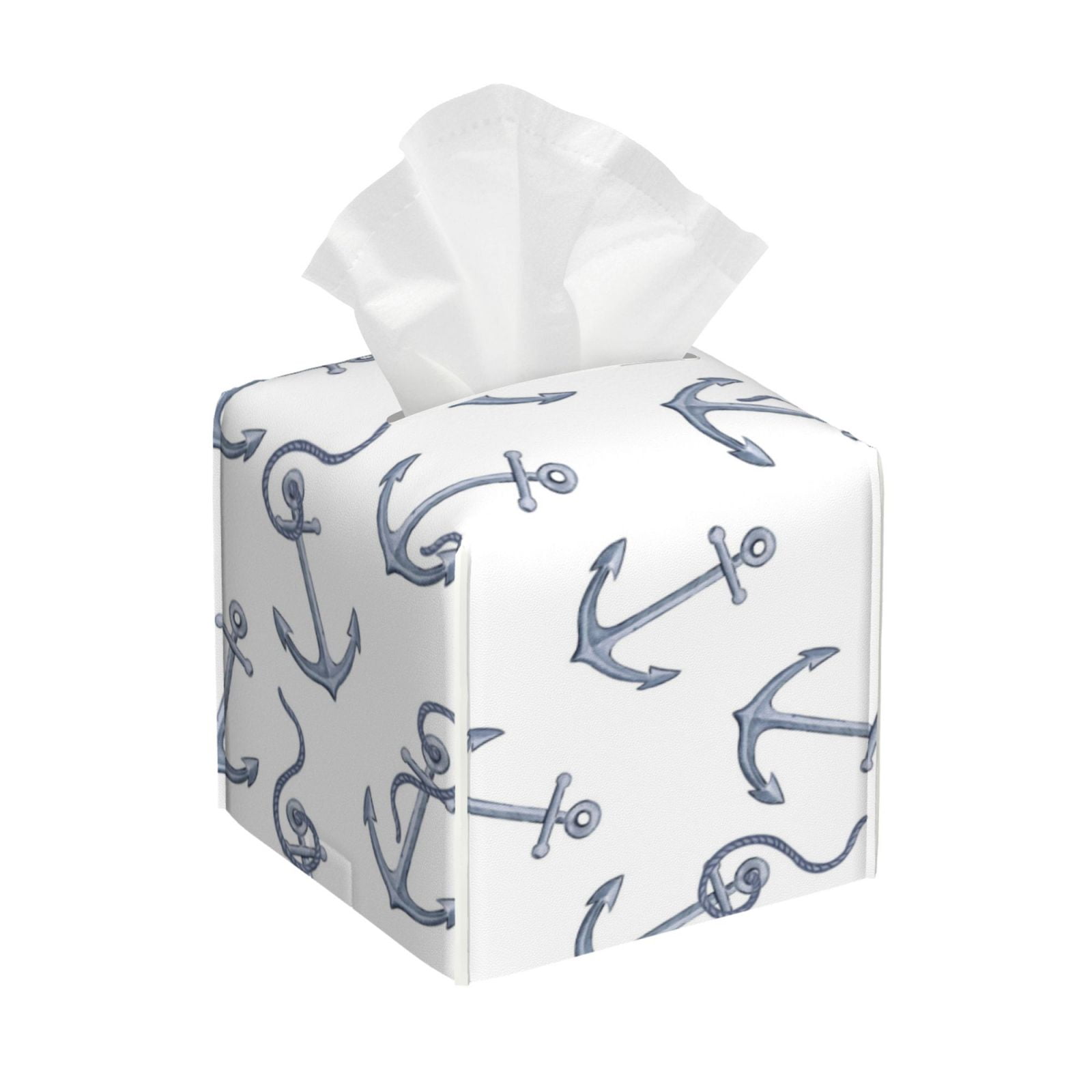 Tissue Box Cover, vintage gray anchor rope Leather Tissue Box Holder ...