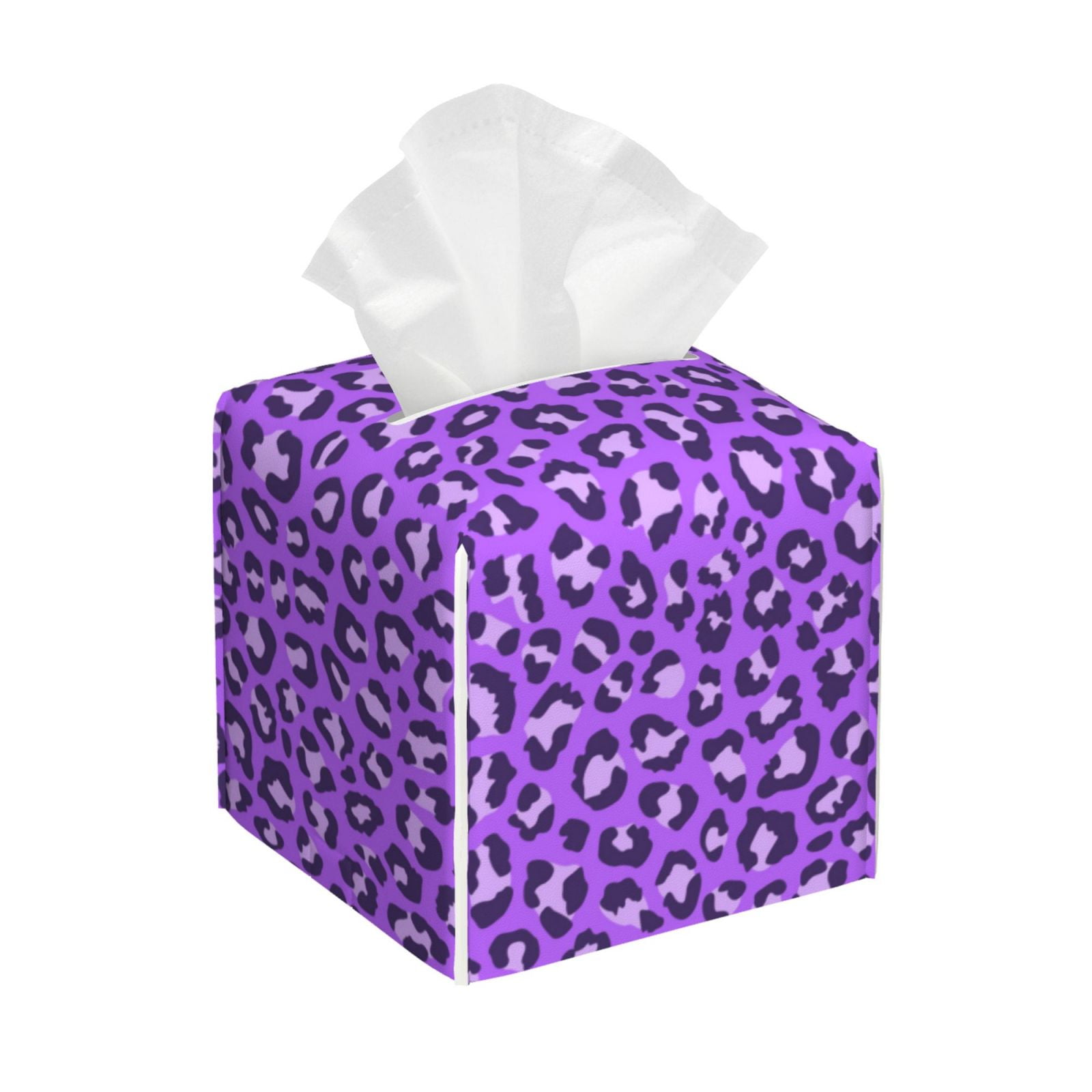 Tissue Box Cover, violet leopard purple Leather Tissue Box Holder ...