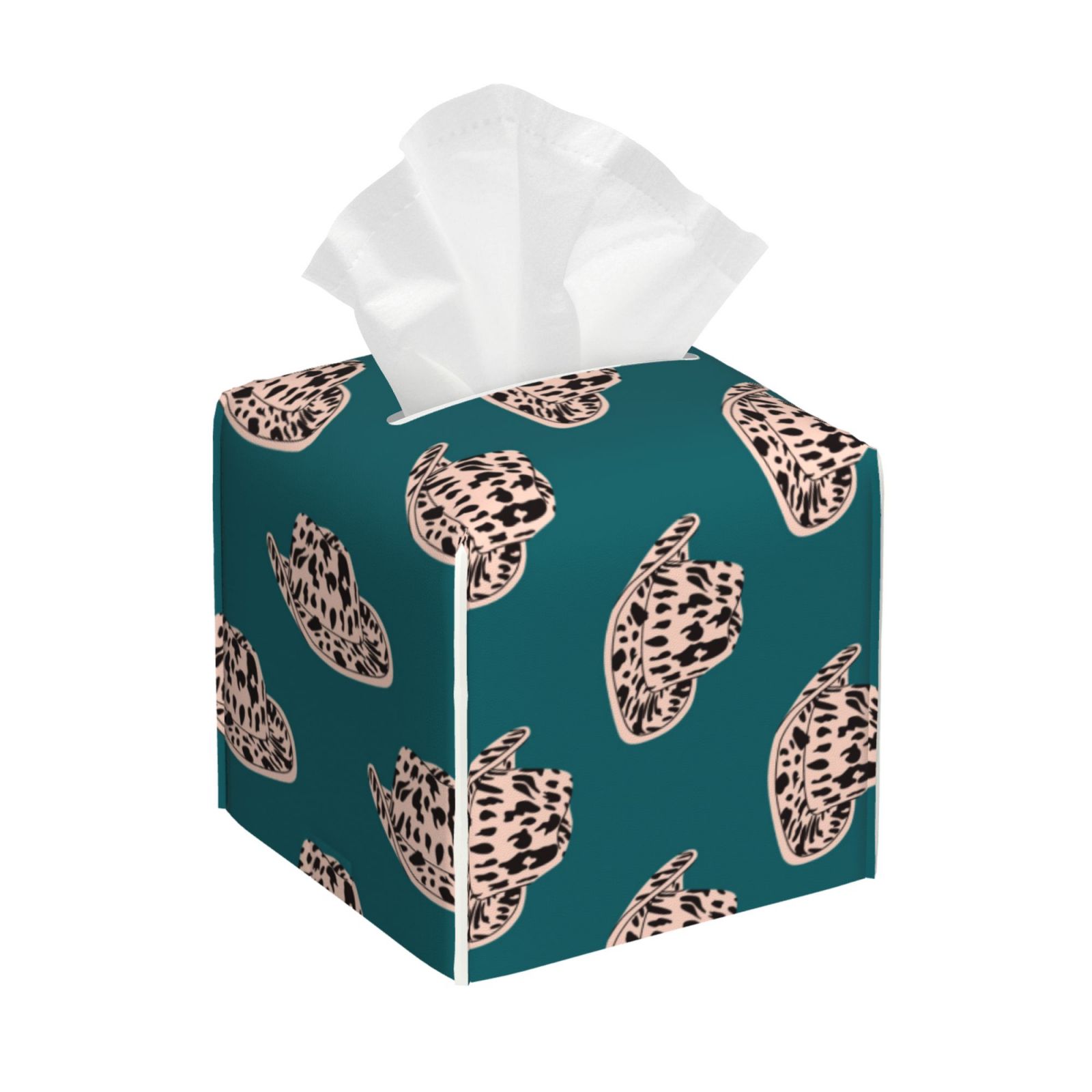 Tissue Box Cover, western Cowgirl hat cow print Leather Tissue Box ...