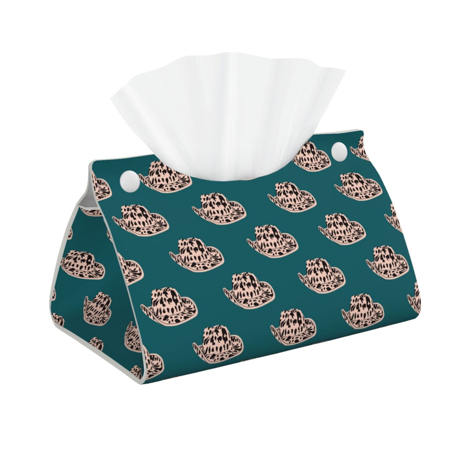 Tissue Box Cover, western Cowgirl hat cow print Rectangular Leather ...