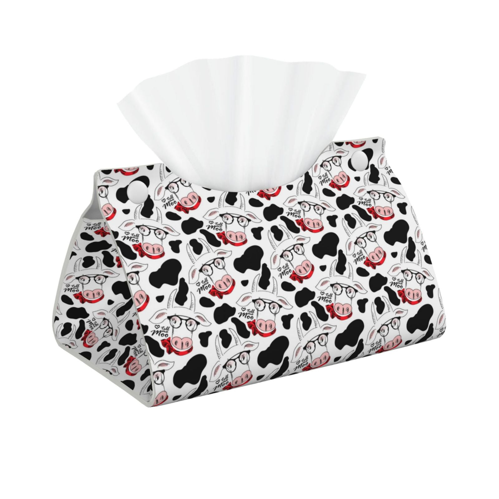 Tissue Box Cover, white cow glasses moo funny Rectangular Leather ...