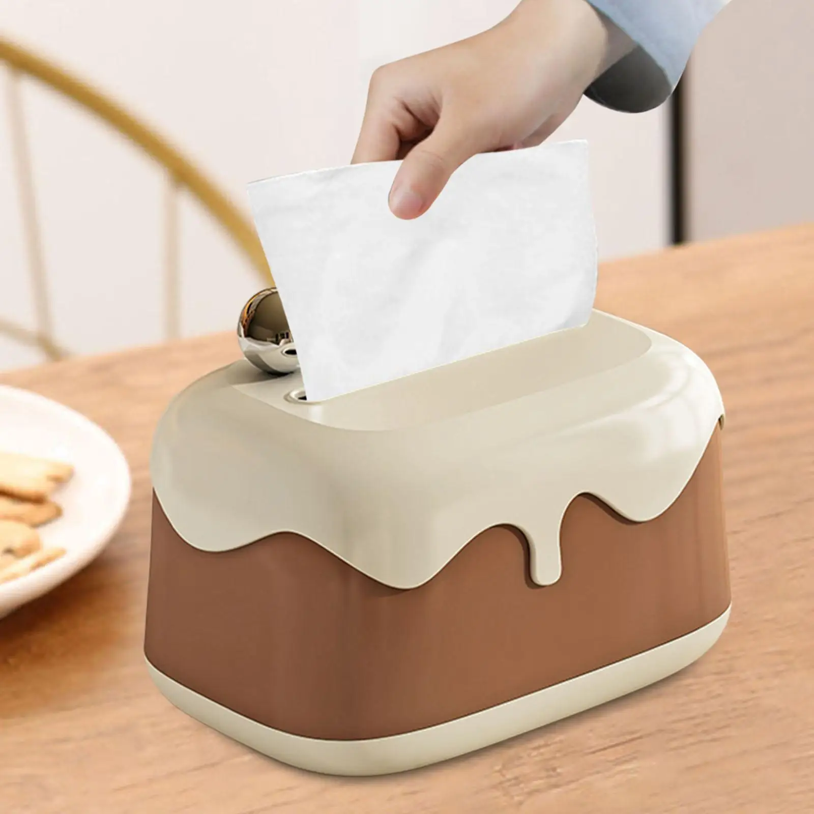 Tissue Box Cover with Bottom Spring Paper Towel Holder Tissue Holder ...