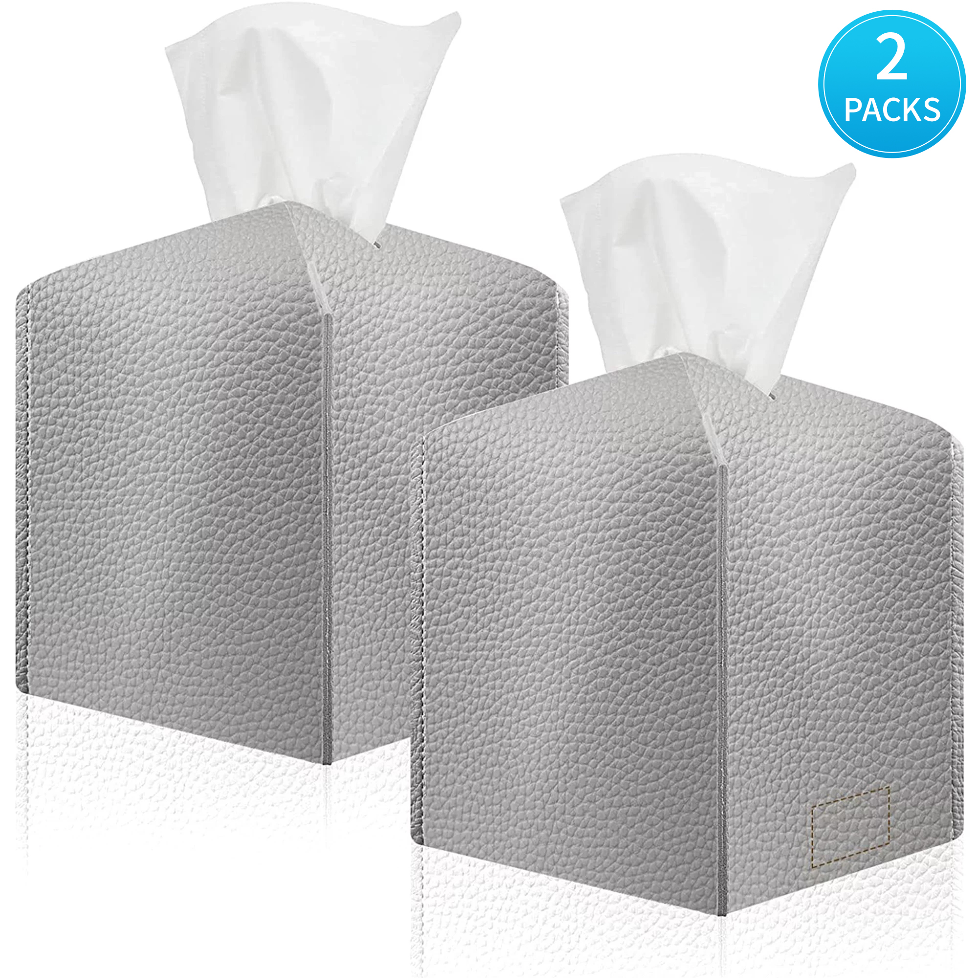 2Pcs Tissue Box Covers Modern PU Leather Kleenex Square Tissue Box ...