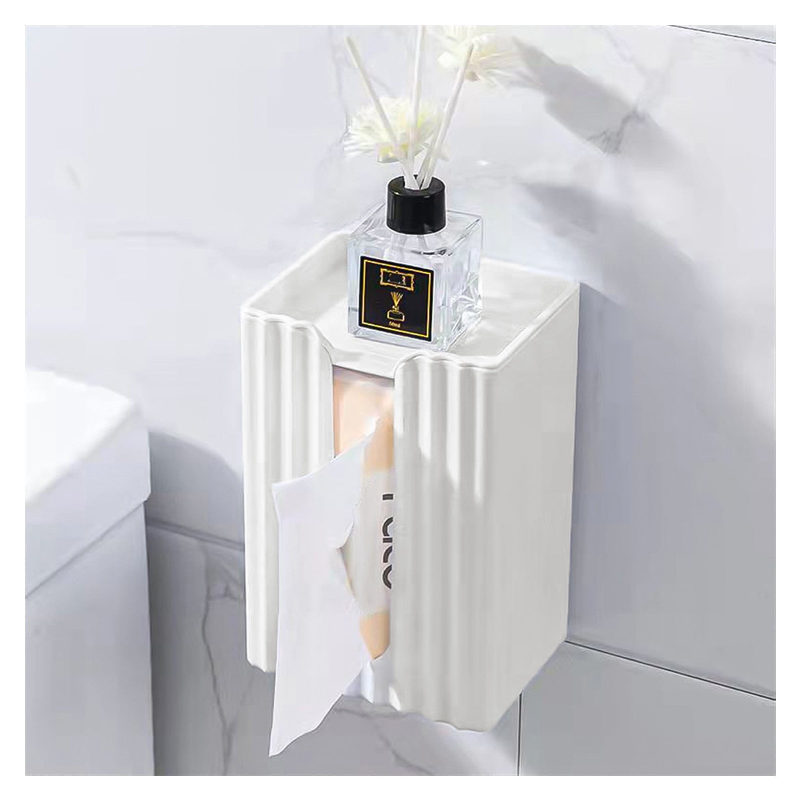 Tissue Box Dispenser, Wall Mounted Self-adhesive Paper Towel Dispenser ...