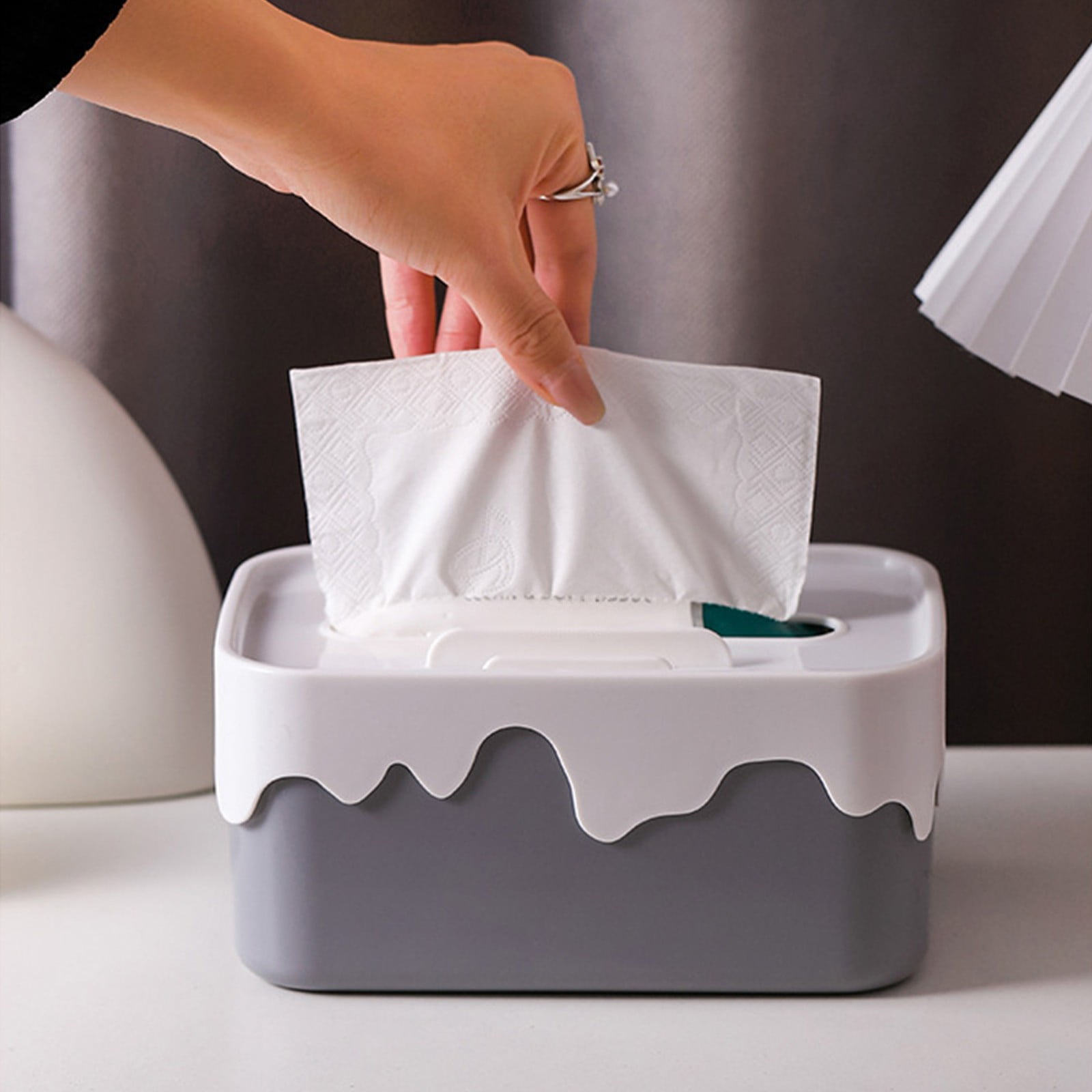 Tissue Box Drawer Organizer Plastic Storage Box for Napkins Small ...