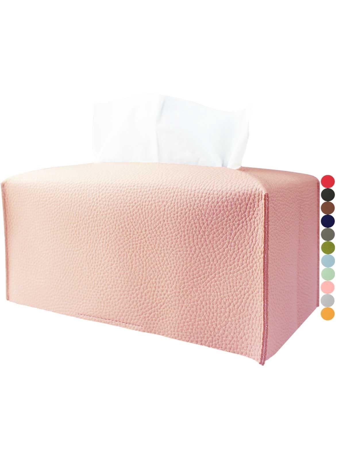 Tissue Box Holder Rectangular Leather with Bottom Belt [Black] Modern ...