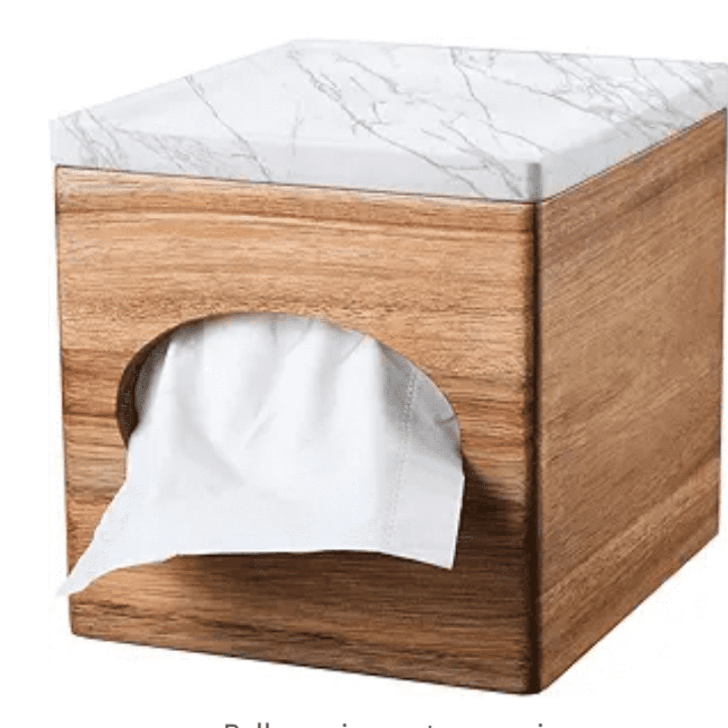 Tissue Box Marble top Natural Wood Decorative Tissue Cover for Bathroom ...