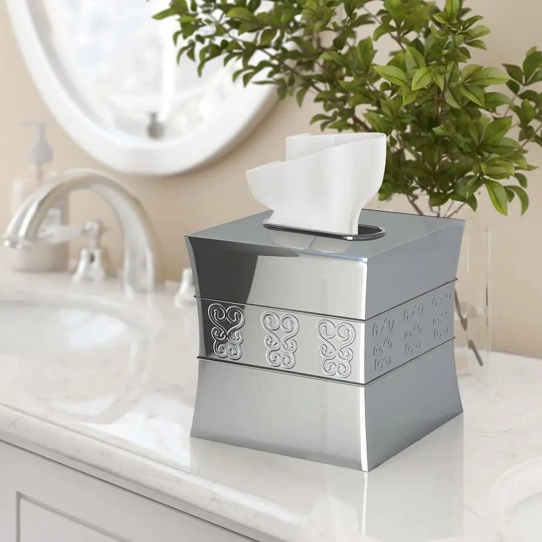 Tissue Box | Square Facial Tissue Box Cover Holder | Etched Glass ...