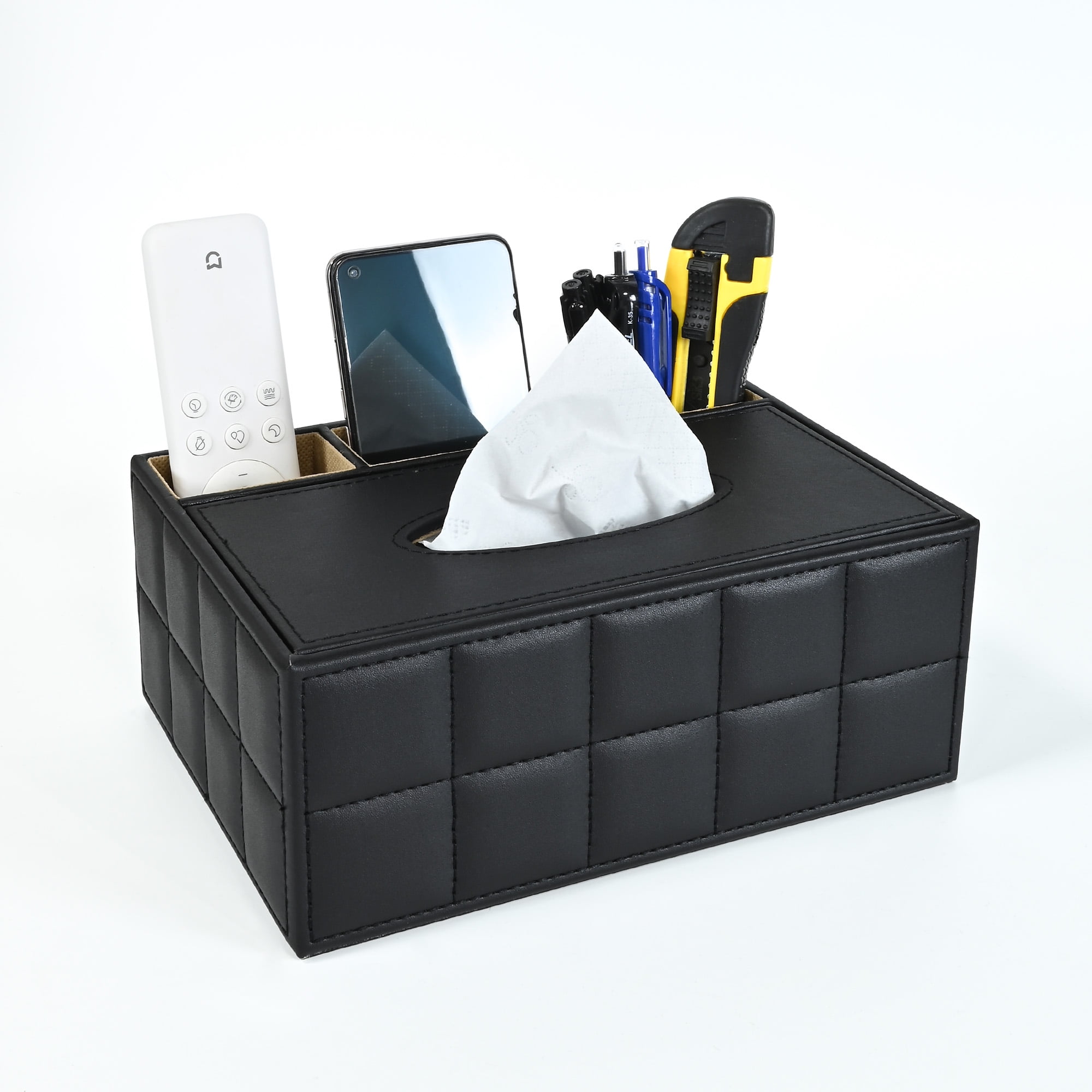Tissue Box PU Leather Multifunction Tissue Holder Suitable for Storing ...