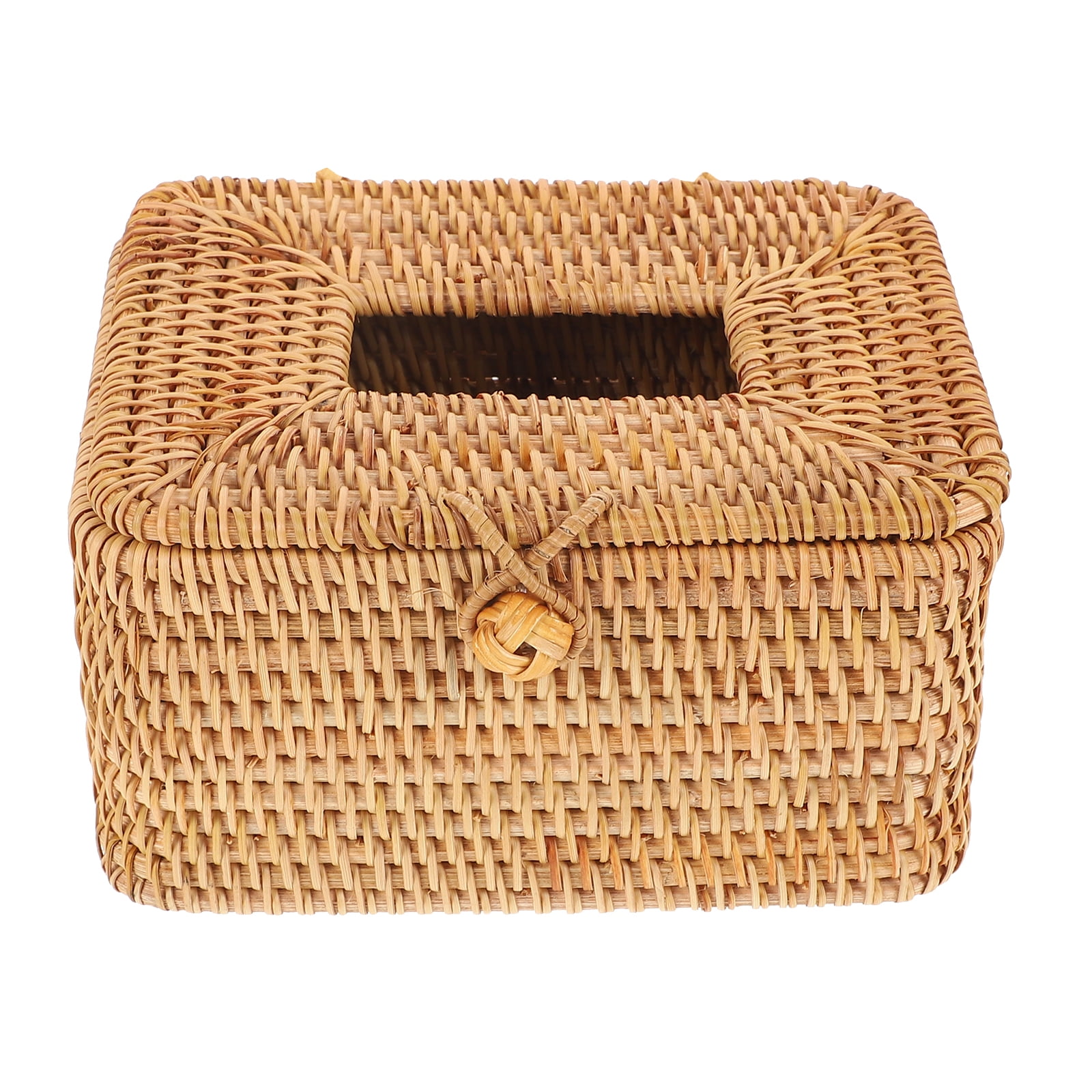 GETAJGHSD Stylish Brown Woven Tissue Storage Box Space Saving Tissue ...