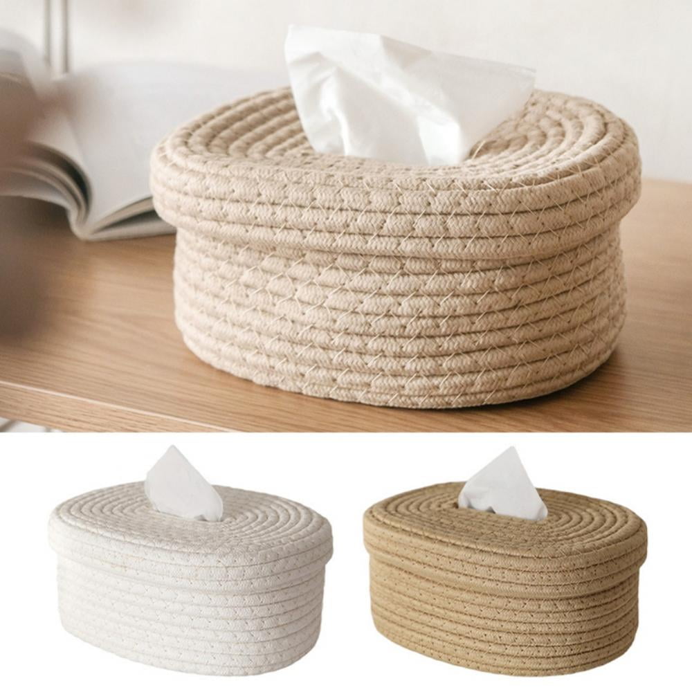 Tissue Box Small Cotton Rope Basket Cover Storage Box Rectangle Tissue ...