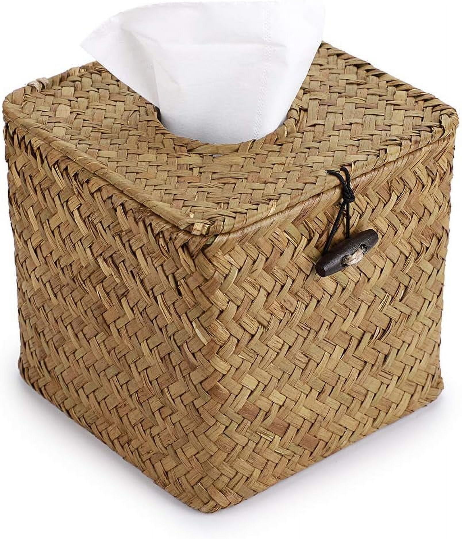 Tissue Box Square Tissue Holder Seagrass Tissue Box Cover Woven Tissue ...